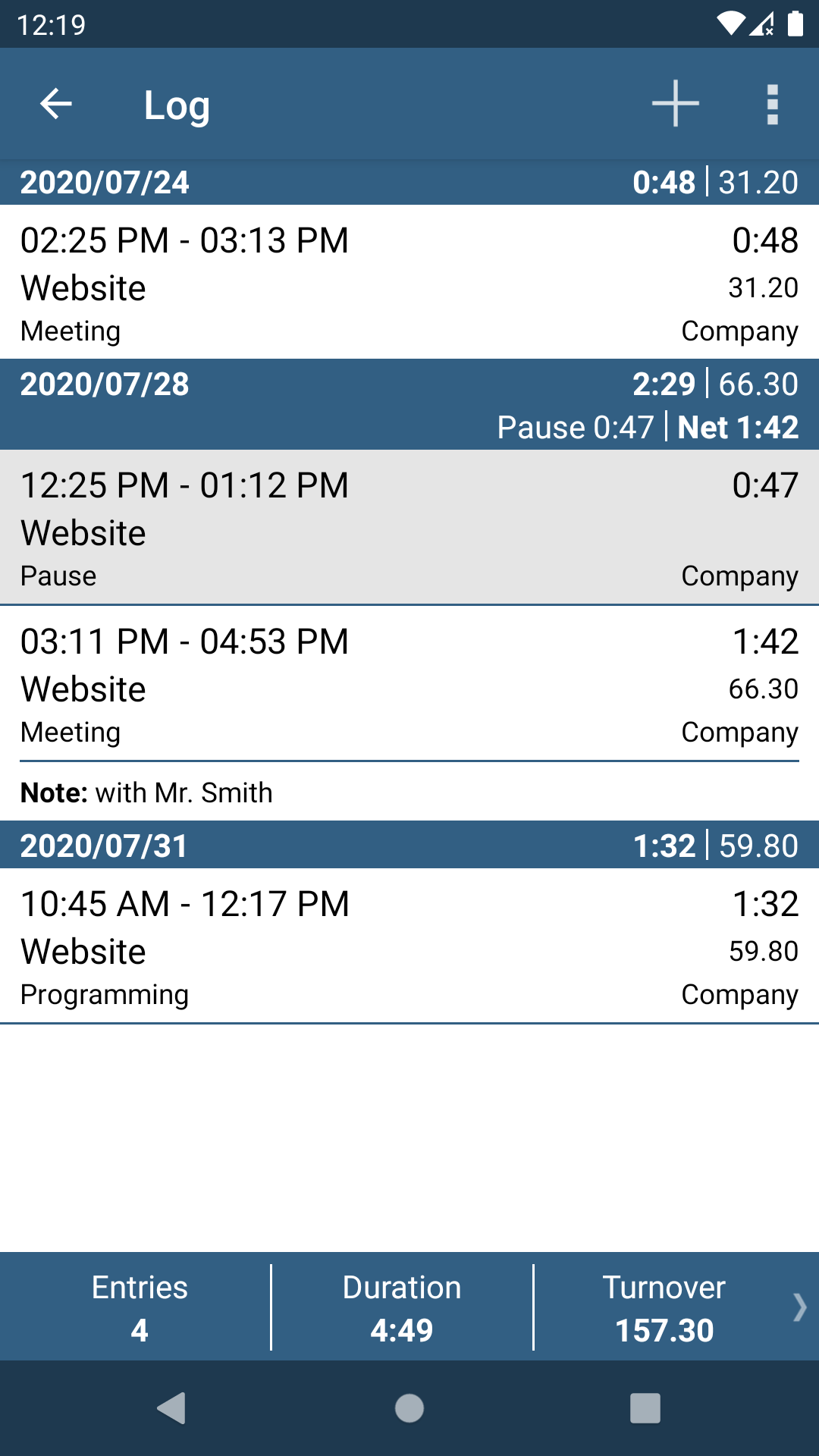 MPS TimeLog Pro - App on Amazon Appstore