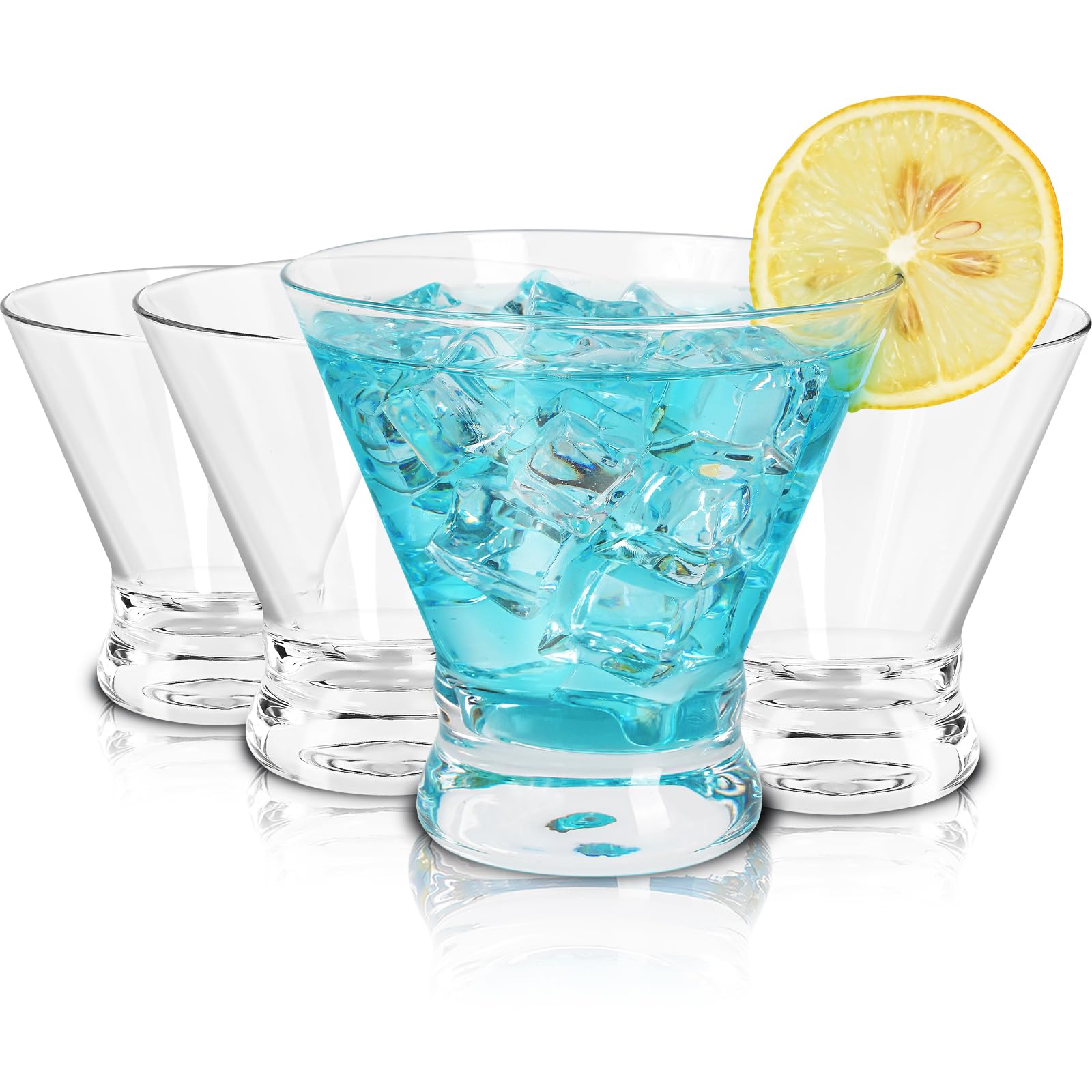 Amazon.com | LEYU Stemless Martini Glasses Set of 4, 8 Oz Cocktail Glasses Set Dishwasher Safe ...