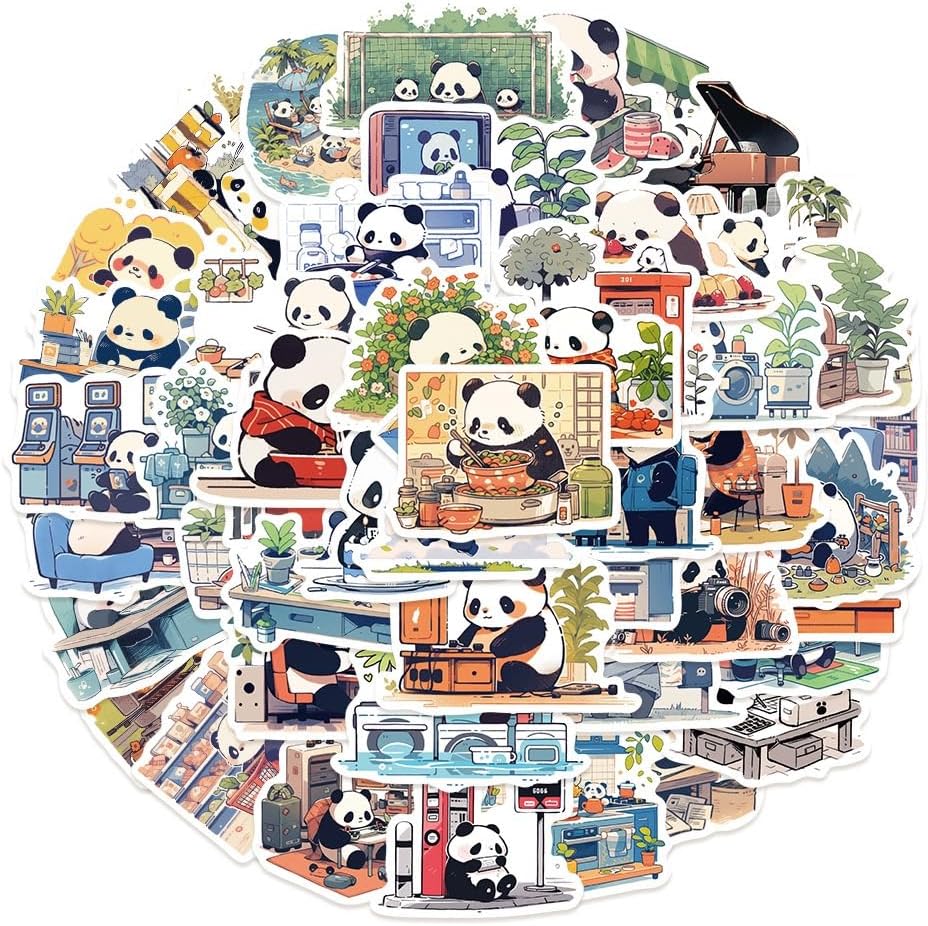 Amazon.com: 50 Pcs Cute Panda Graffiti Stickers - Suitable for Laptops ...