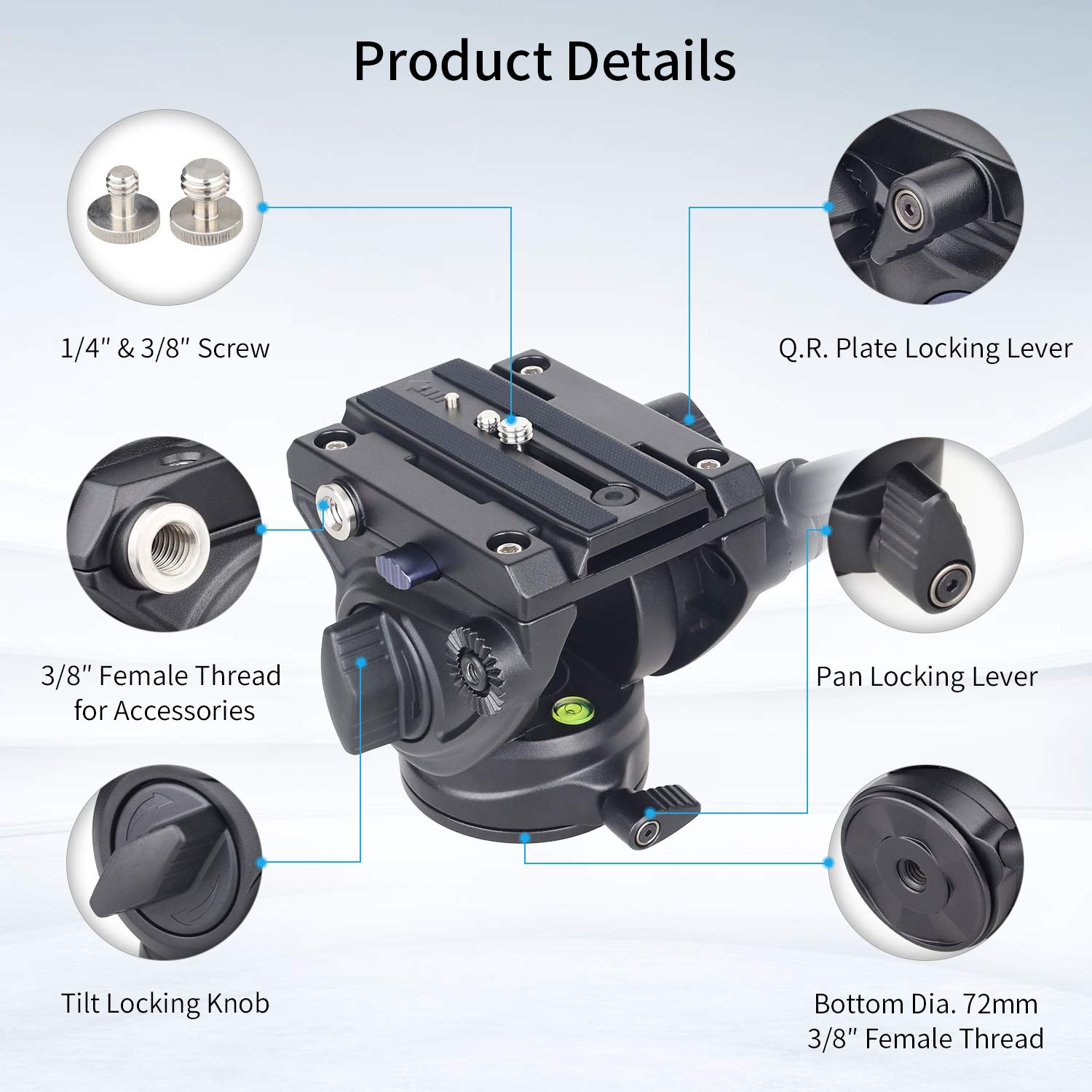 Heavy Duty Tripod Fluid Head-INNOREL F80 Drag Pan Cameras Video Fluid ...