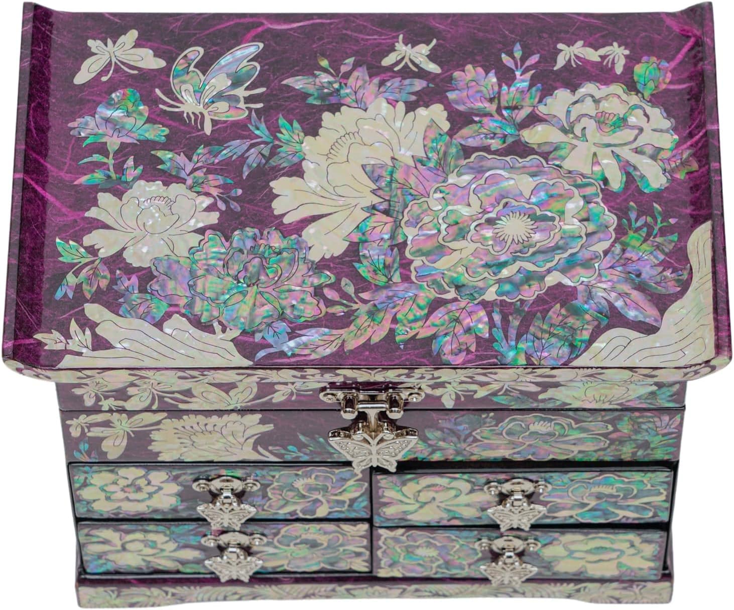 Amazon.com: February Mountain Mother of Pearl Wood Jewelry Box with 4 ...