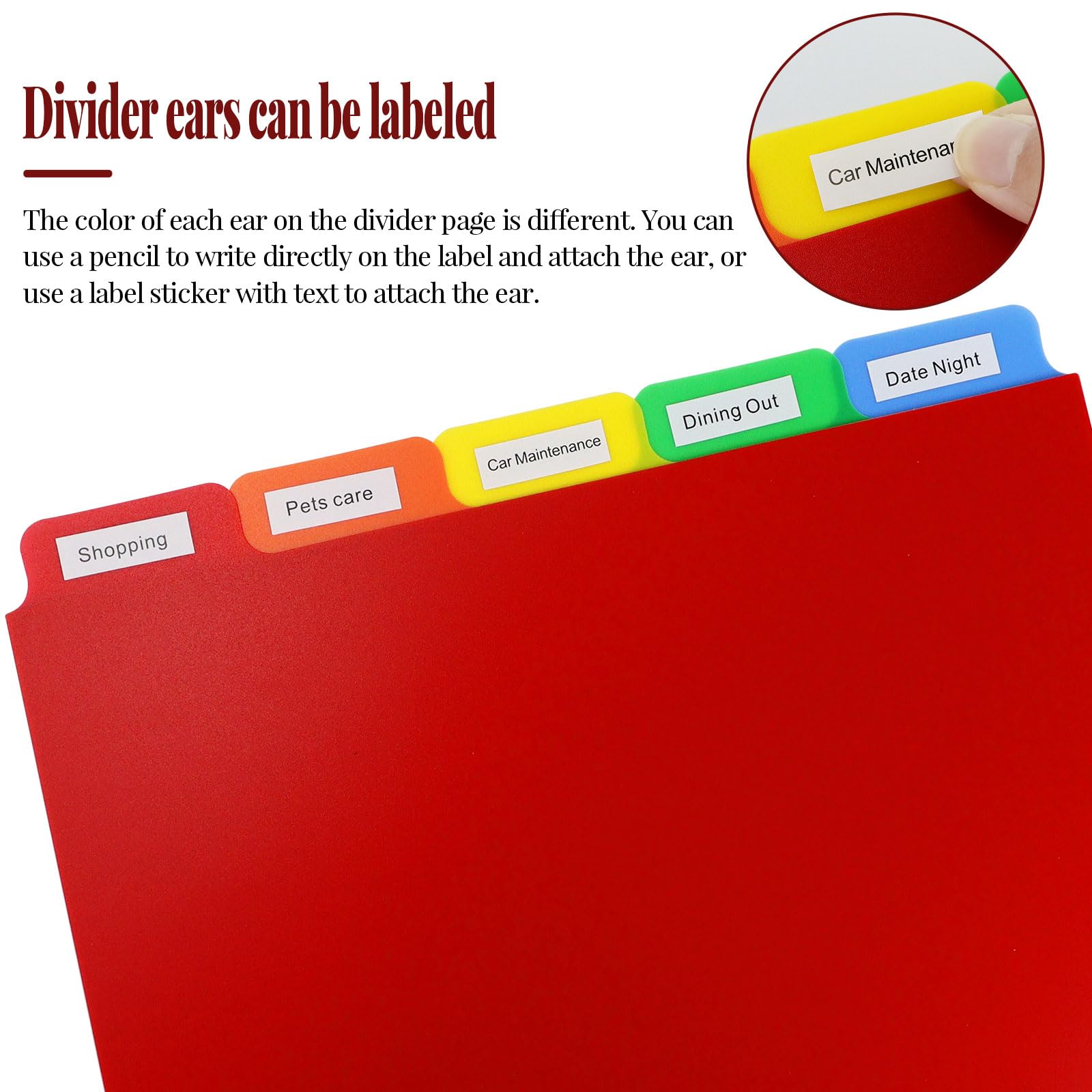 Snapklik.com : (2 Sets) Durable Plastic Dividers For 3 Ring Binders, 5 ...