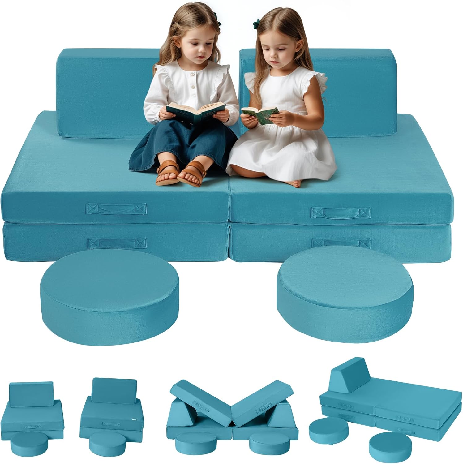 Amazon.com: MeMoreCool Modular Kids Play Couch Sofa, 8-Piece ...
