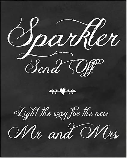 Amazon.com: Sparkler Send Off Sign for Wedding, Chalkboard Look Sign on ...