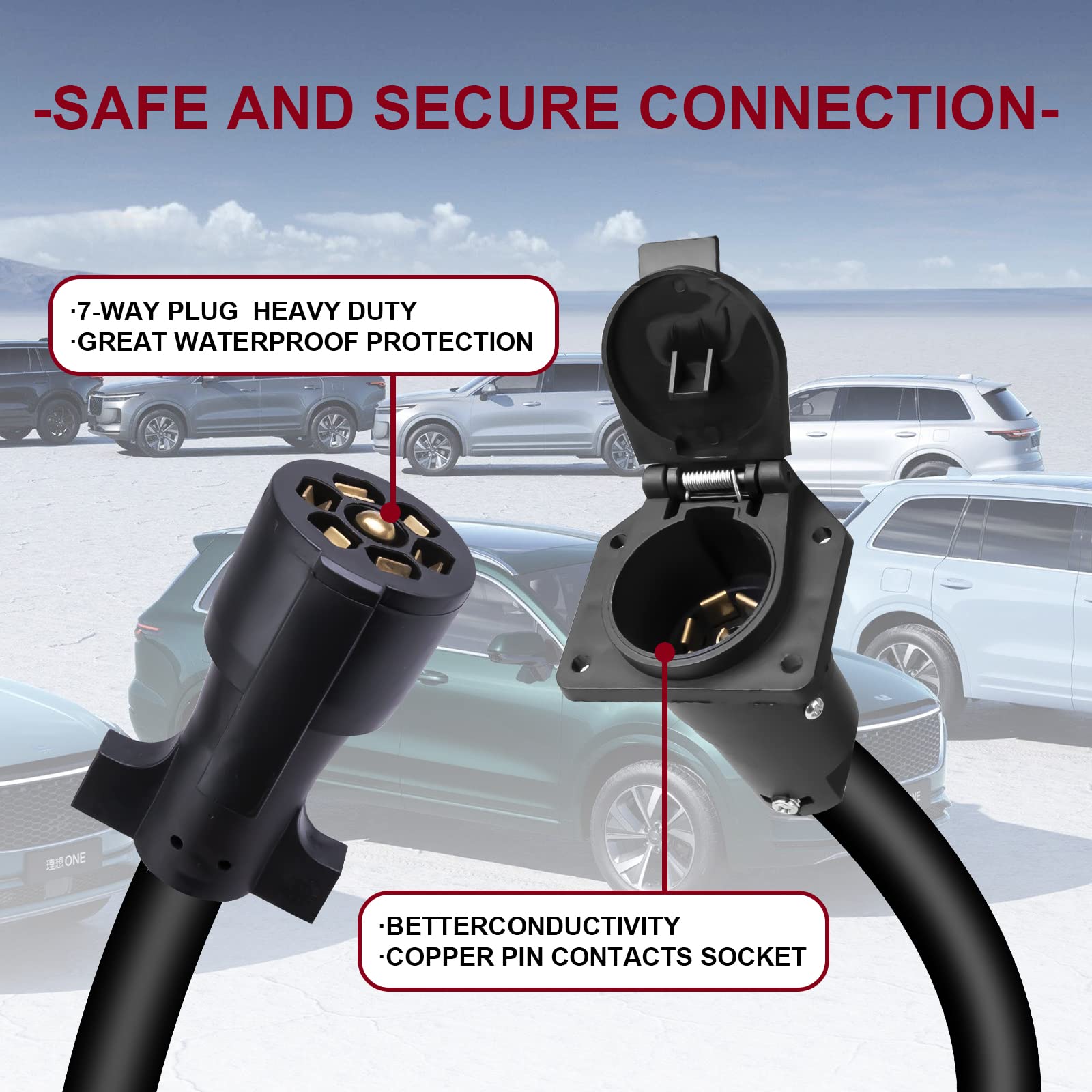 Snapklik.com : Voilamart 7 Way 6 Feet Trailer Extension Cord,7 Pin ...