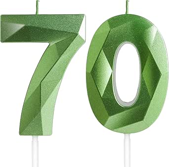 Amazon.com: Yiran Number 70 Candles,70th Birthday Candles,Green Happy ...