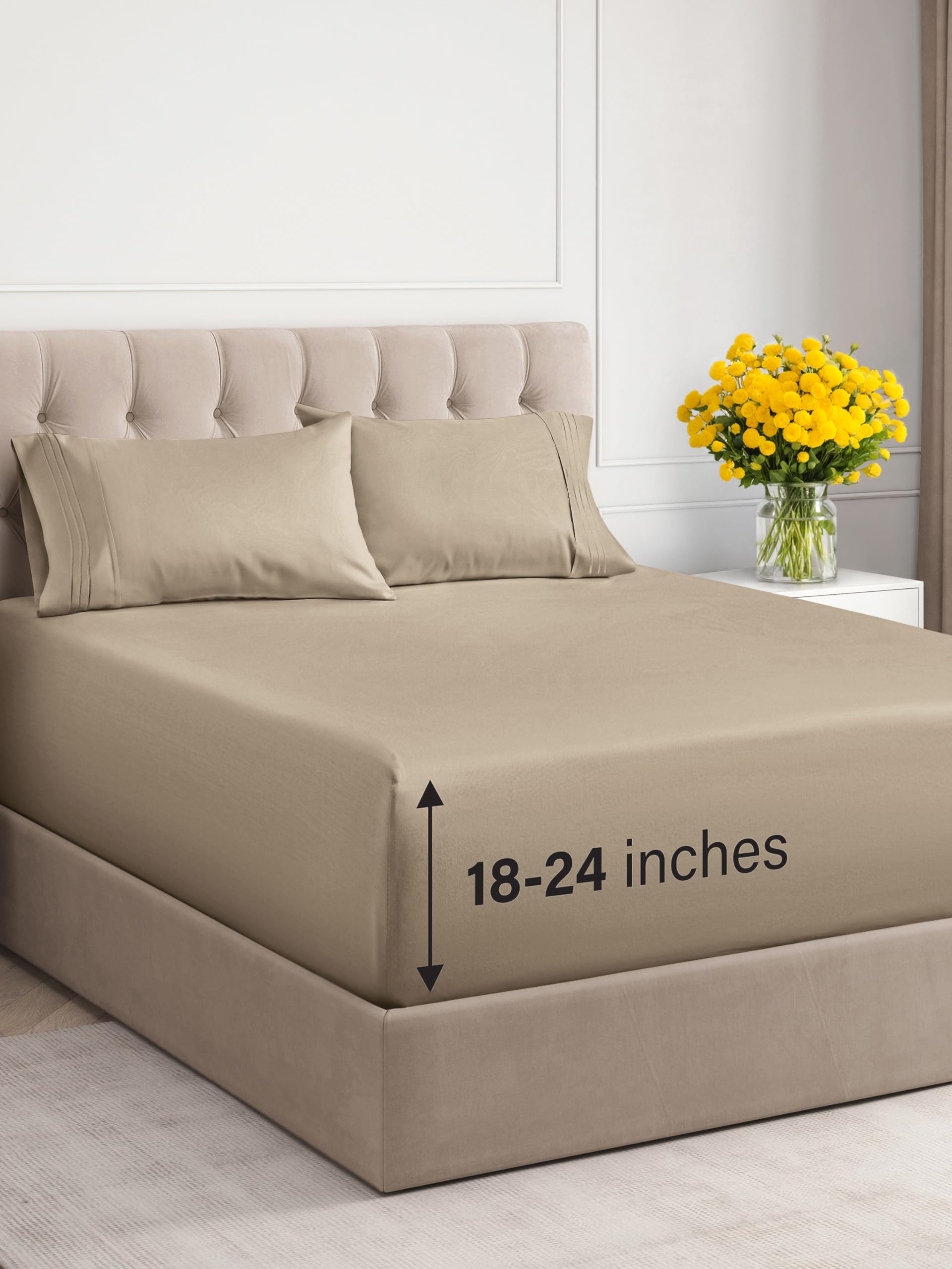 Amazon.com: Extra Deep Pocket King Sheets - 4 Piece Breathable ...