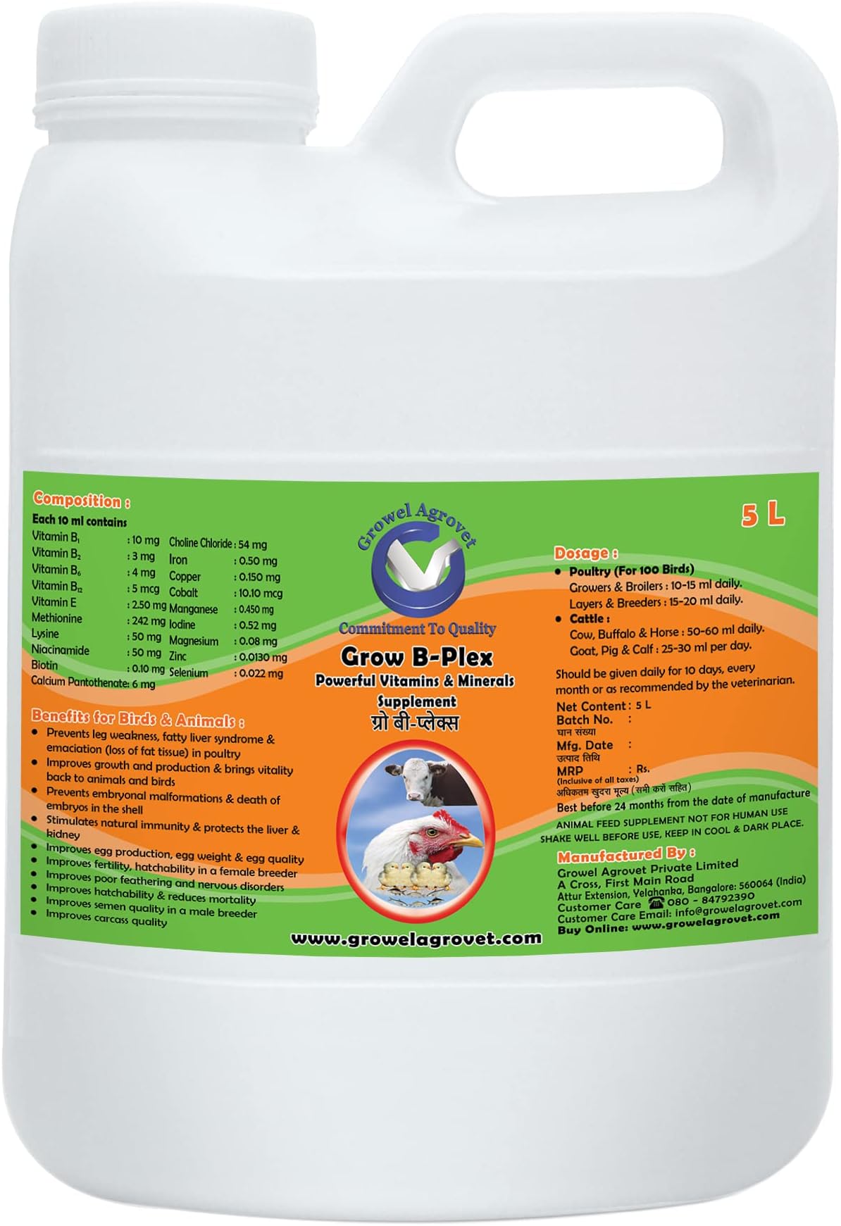 Growel Grow B-Plex – Vitamin Supplements with 19 Vitamins, Amino Acids ...