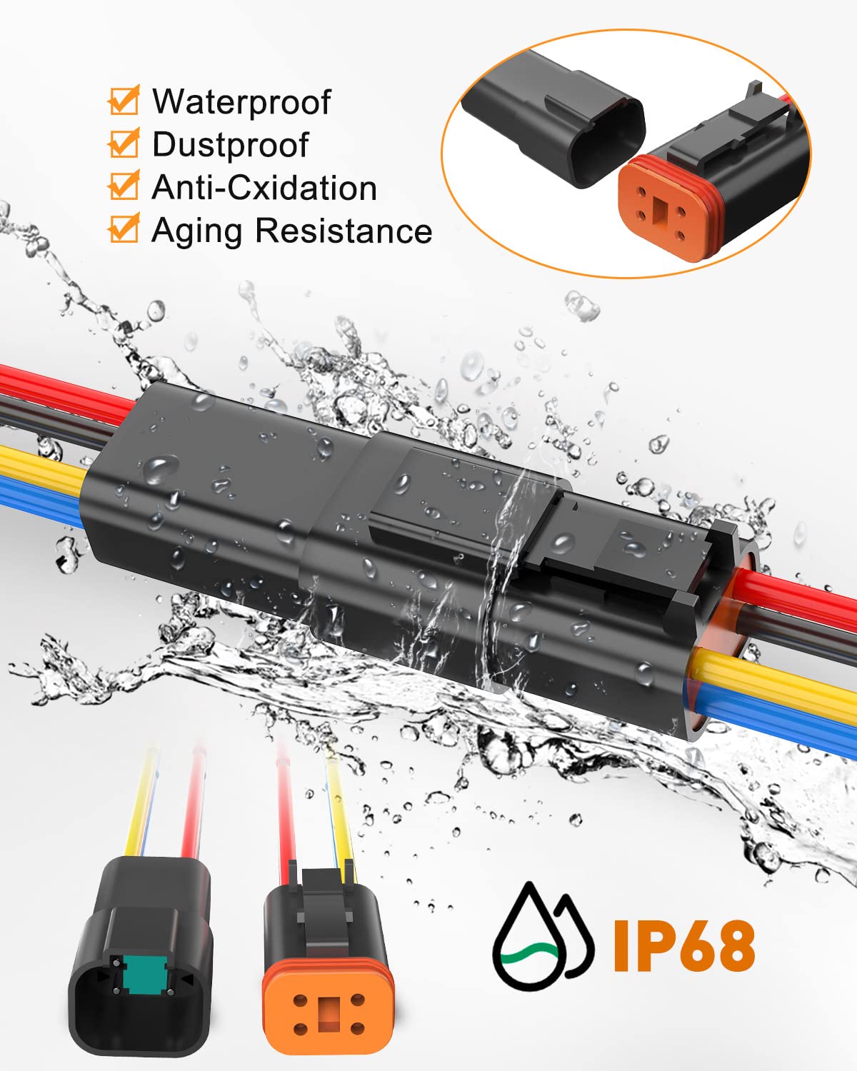 Snapklik.com : NAOEVO 4 Pin DT Connectors Waterproof, 4 Wire Connector ...