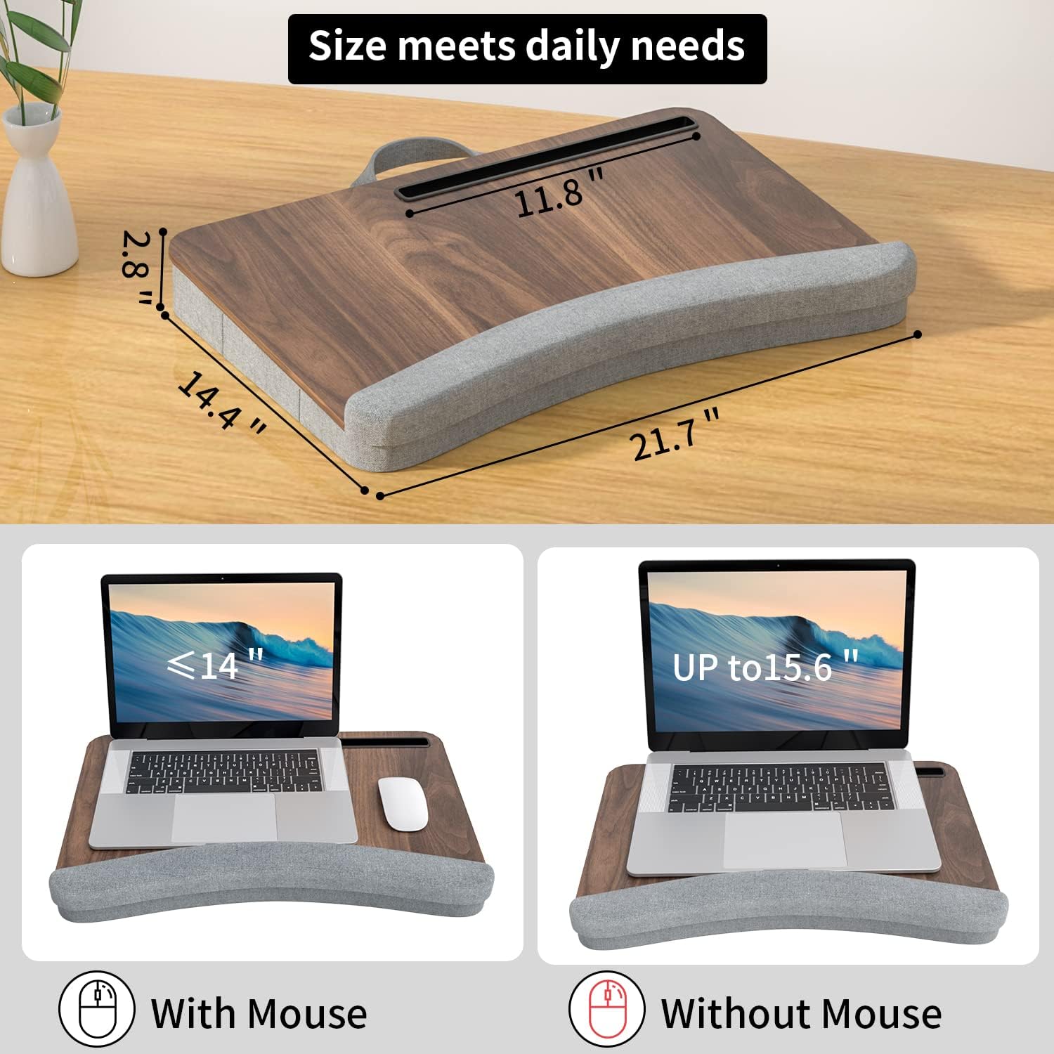 Escritorio de regazo para laptop de 17 pulgadas, con cojín, altura ...