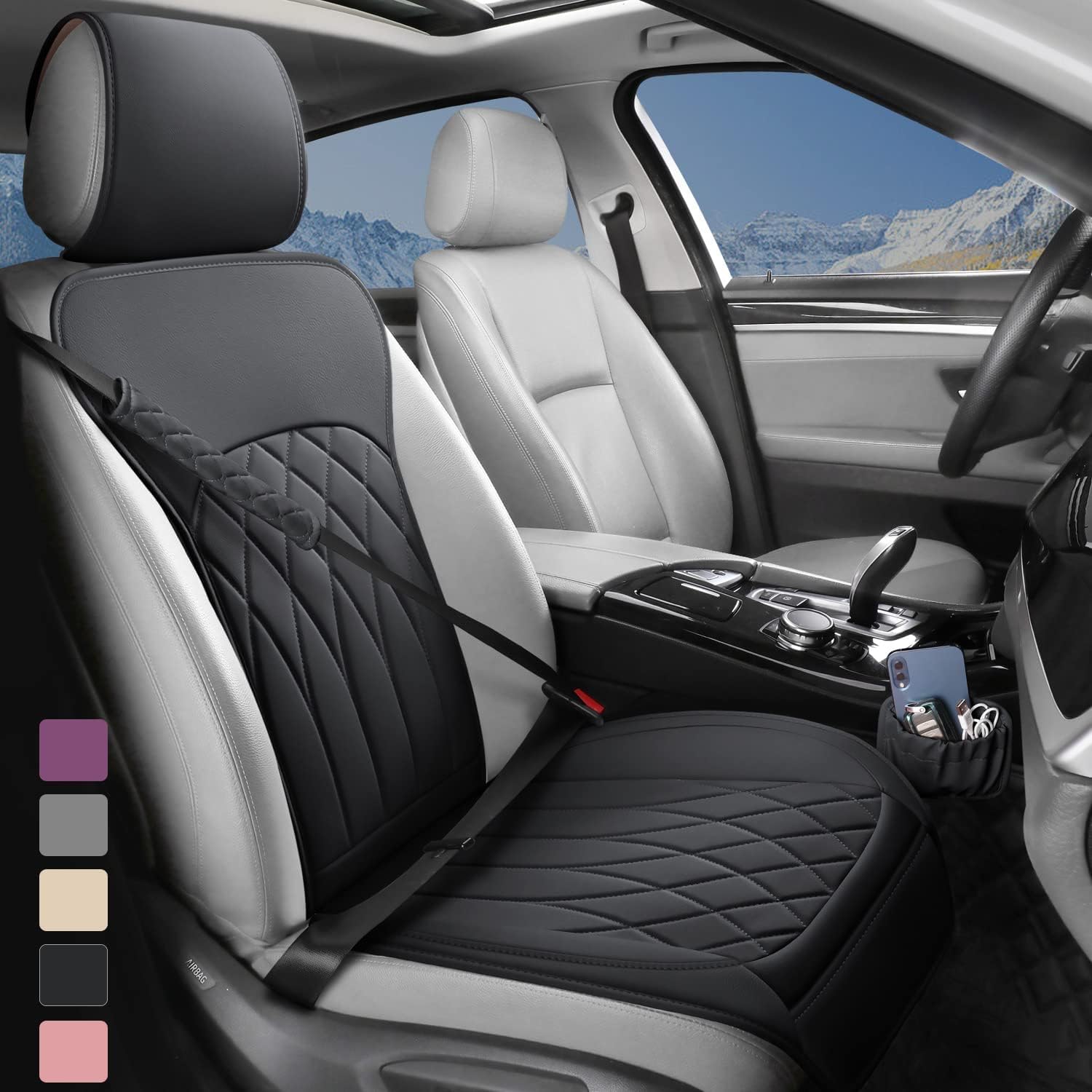KASTWAVE 1 Pack Leather Front Car Seat Covers, Universal Sideless Car ...