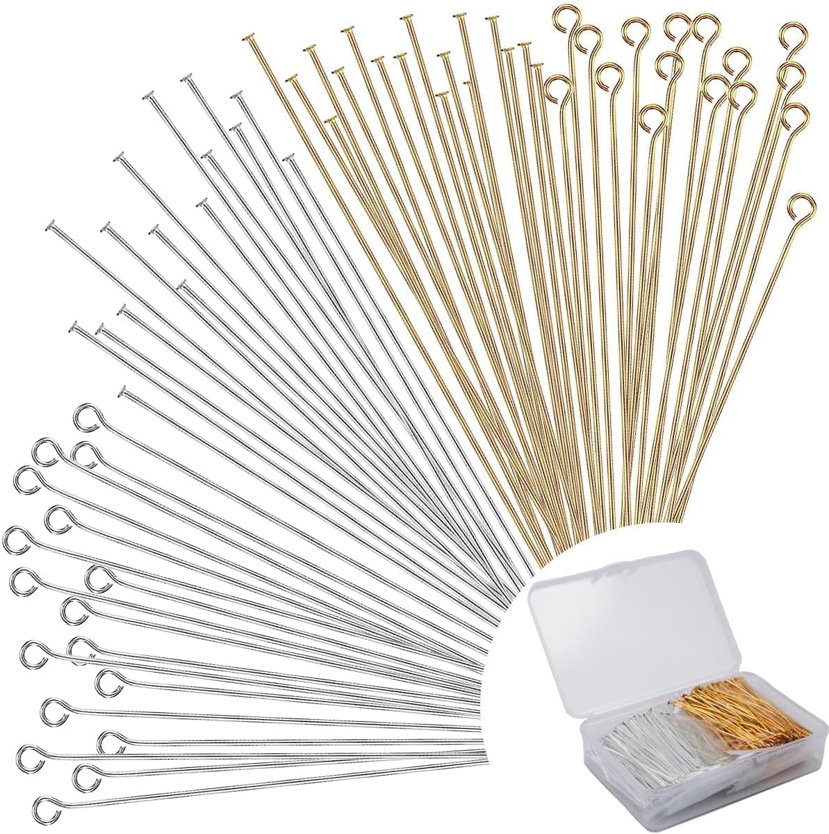 Amazon.com: 600 Pieces 2 Inch Flat Head Pins Eye Pins for Jewelry ...