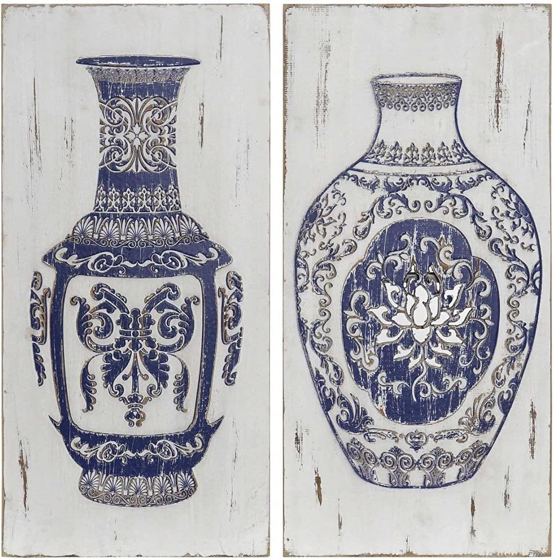 Wadiga Set of 2 Paintings on Wood Vases : Amazon.co.uk: Home & Kitchen