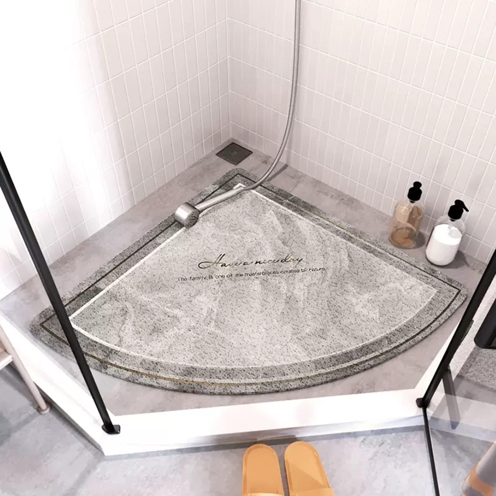 AHDFY Curved Shower Mat, Non Slip Shower Mats for Inside Shower, Sector ...
