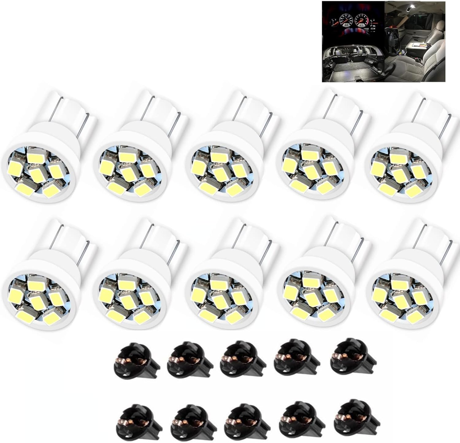 Amazon.com: CUSMME 10Pack T10 194 168 LED Light Bulb PC194 PC195 PC160 ...