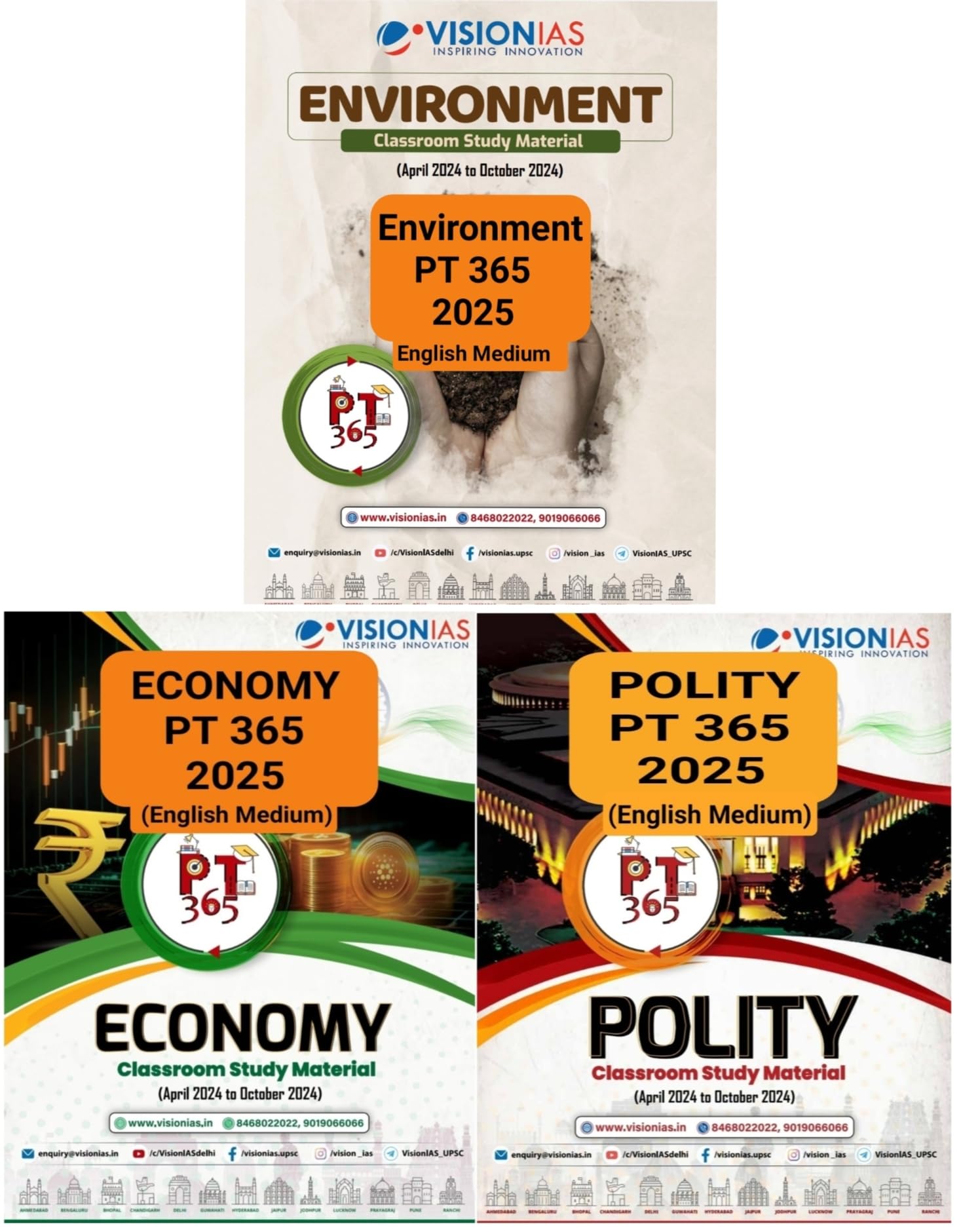 Buy Vision IAS PT 365 Environment, Economy and Polity 2025 English ...