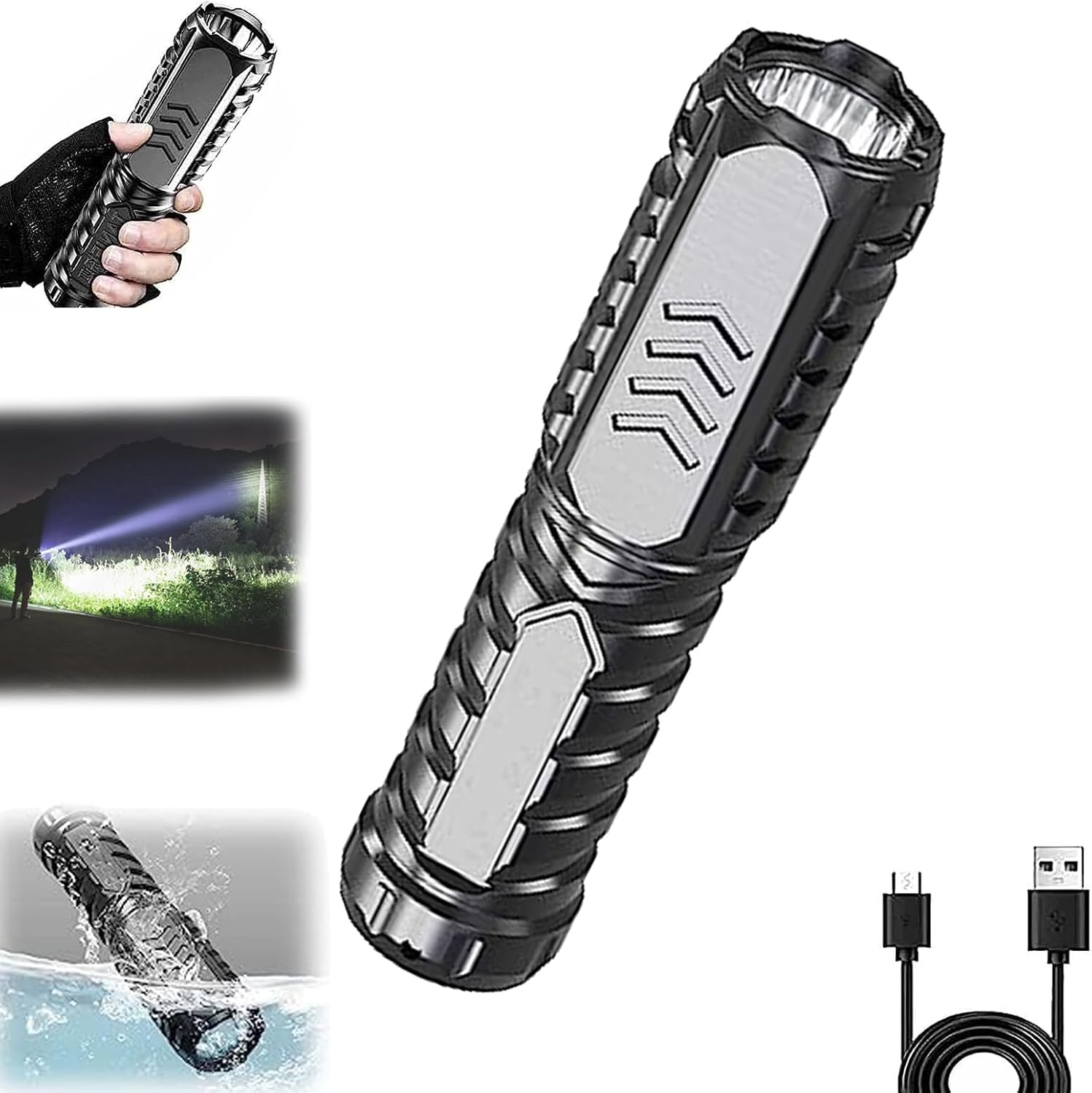 Multifunctional Rechargeable Flashlight, Tobiue Multifunctional ...