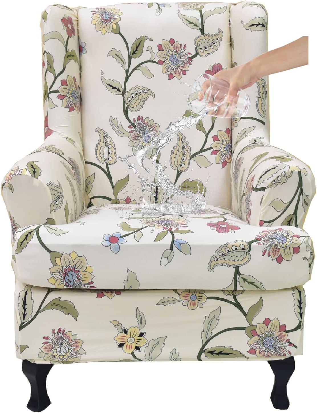 Amazon.com: KRFOONN Waterproof Wingback Chair Slipcover 2-Piece Stretch ...