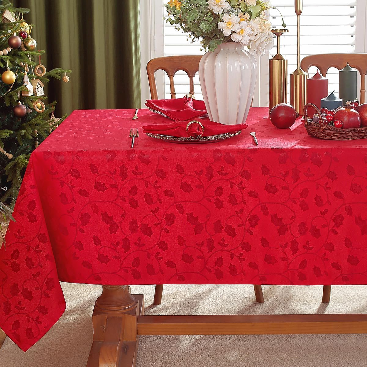 SASTYBALE Christmas Tablecloth Rectangle, Spillproof and Wrinkle ...