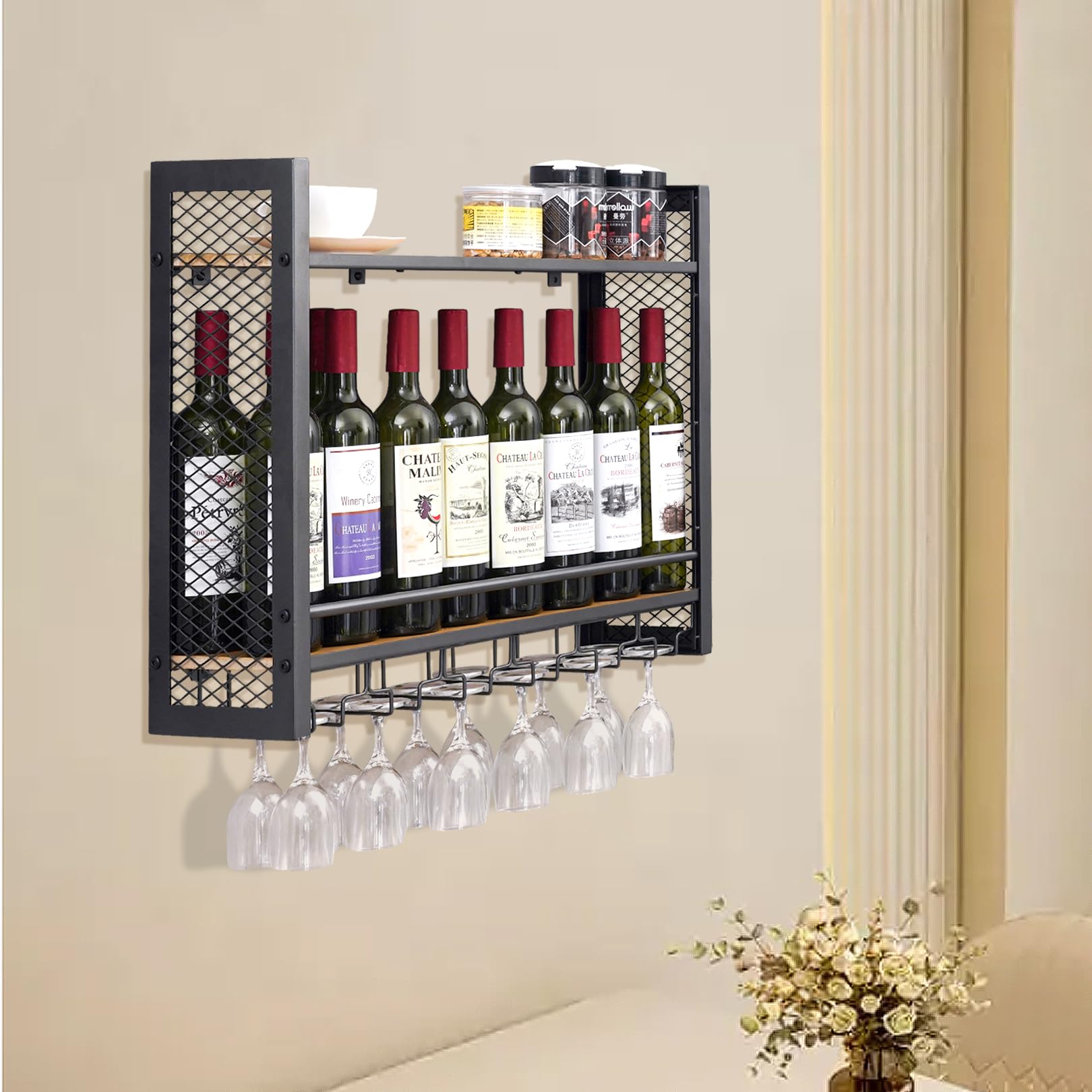 Wine Glass Rack Wall Mounted Shelf Wall Mounted Wine Glass Metal Rack