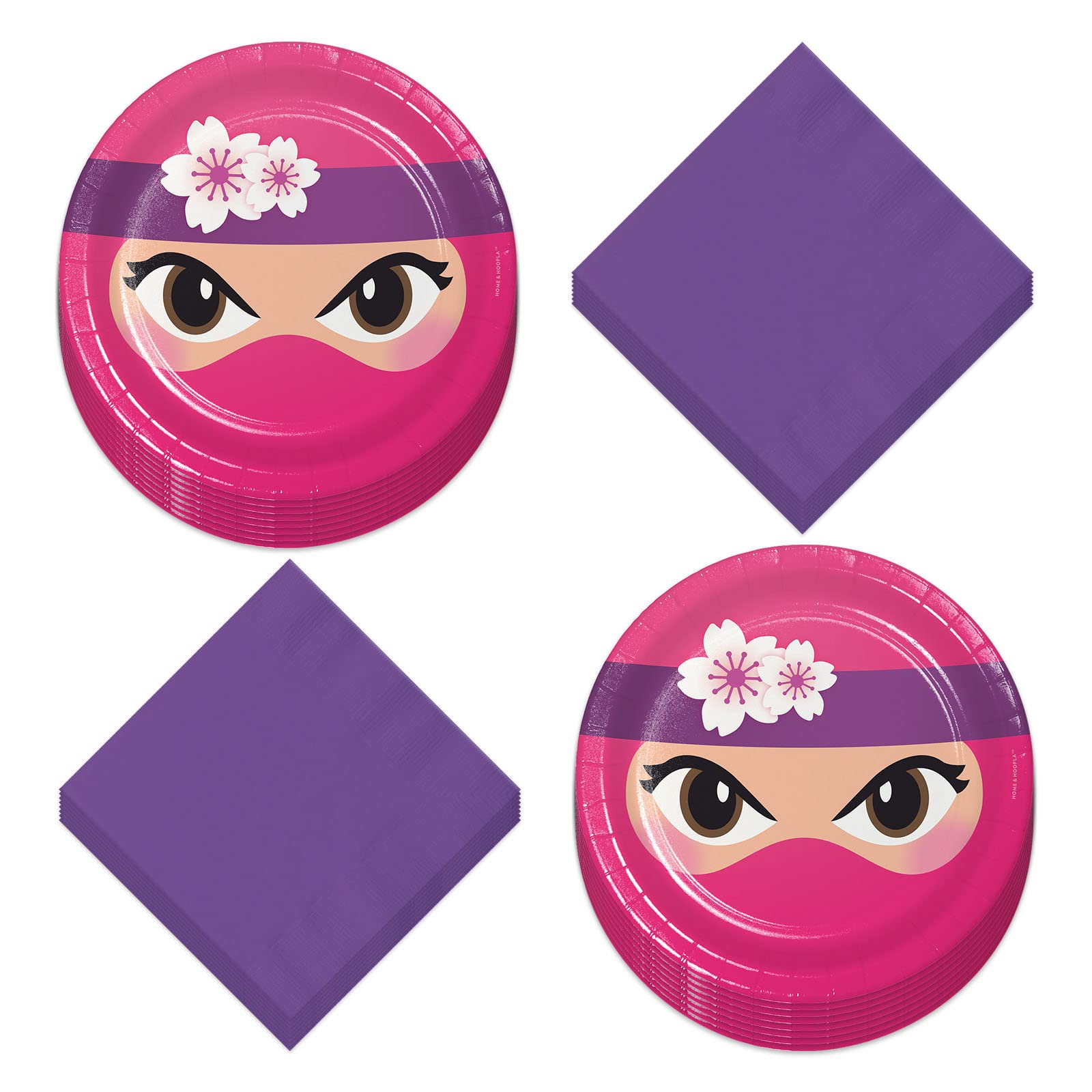 Ninja Plates Pink Ninja Party Supplies - Ninja Girl Paper Dessert ...