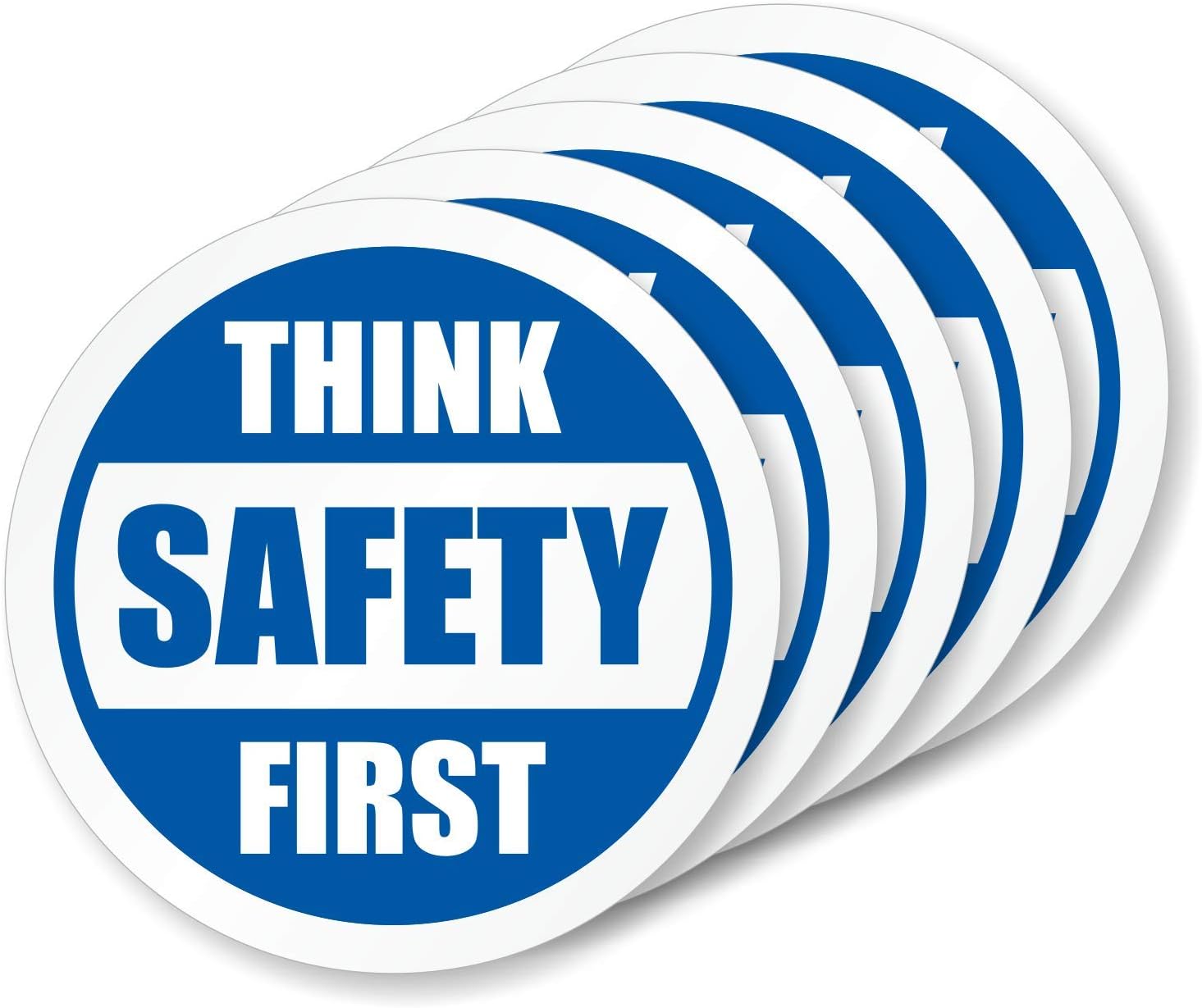 Amazon.com: SmartSign "Think Safety First" Pack of 5 Hard Hat Labels ...
