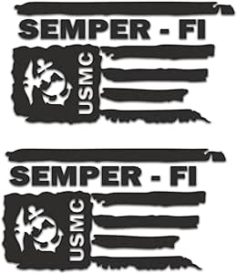 Amazon.com: Set of 2 Distressed Flag USA Semper - Fi Stickers 4'' Vinyl ...