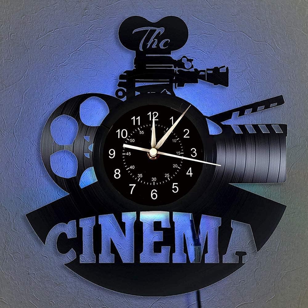 Amazon.com: Home Theater Cinema and Popcorn Vinyl Record Wall Clock ...