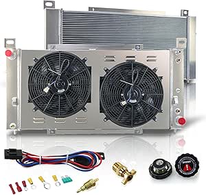 OzCoolingParts 3 Row Core All Aluminum Radiator + 2 x 12" Fan w/Shroud + Thermostat/Relay Wire ...