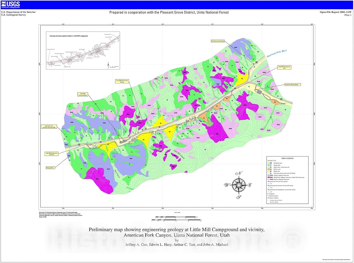 Amazon.com: Historic Pictoric Map : Rock-Fall Hazard Assessment of ...