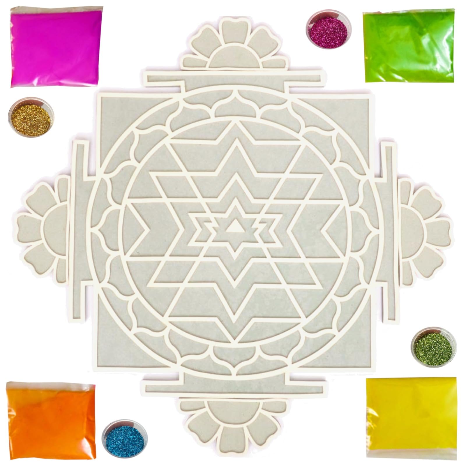 Buy The Brown Box-Island Rangoli-Shree Yantra Flower Design Template ...