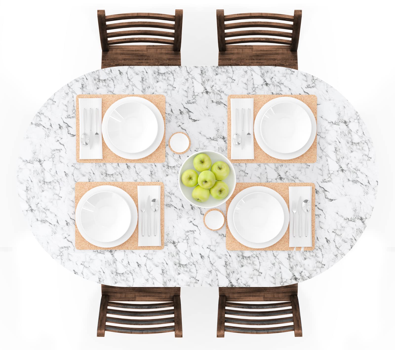 Amazon.com: UMINEUX Oval Fitted Vinyl Tablecloth with Elastic Edged ...