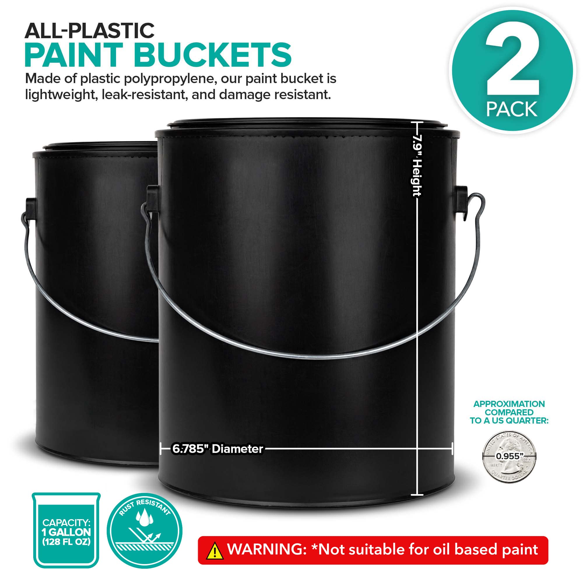 Snapklik.com : All-Plastic Paint Can (2 Pack) - Gallon Bucket