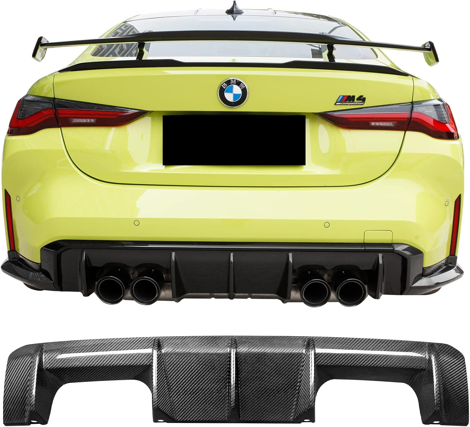 Amazon.com: IKON MOTORSPORTS, Dry Carbon Fiber Rear Bumper Diffuser ...