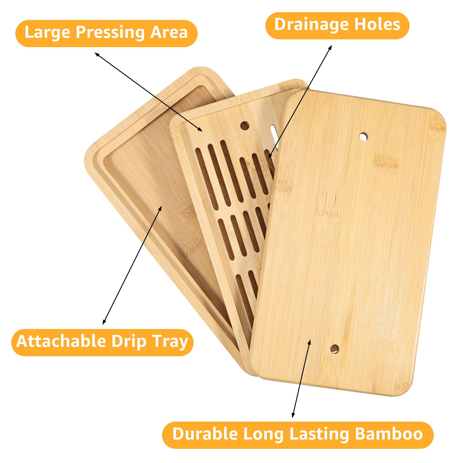 Baked Tofu Tofu Press, Cadrim Bamboo Tofu Presser With Tofu Strainer ...