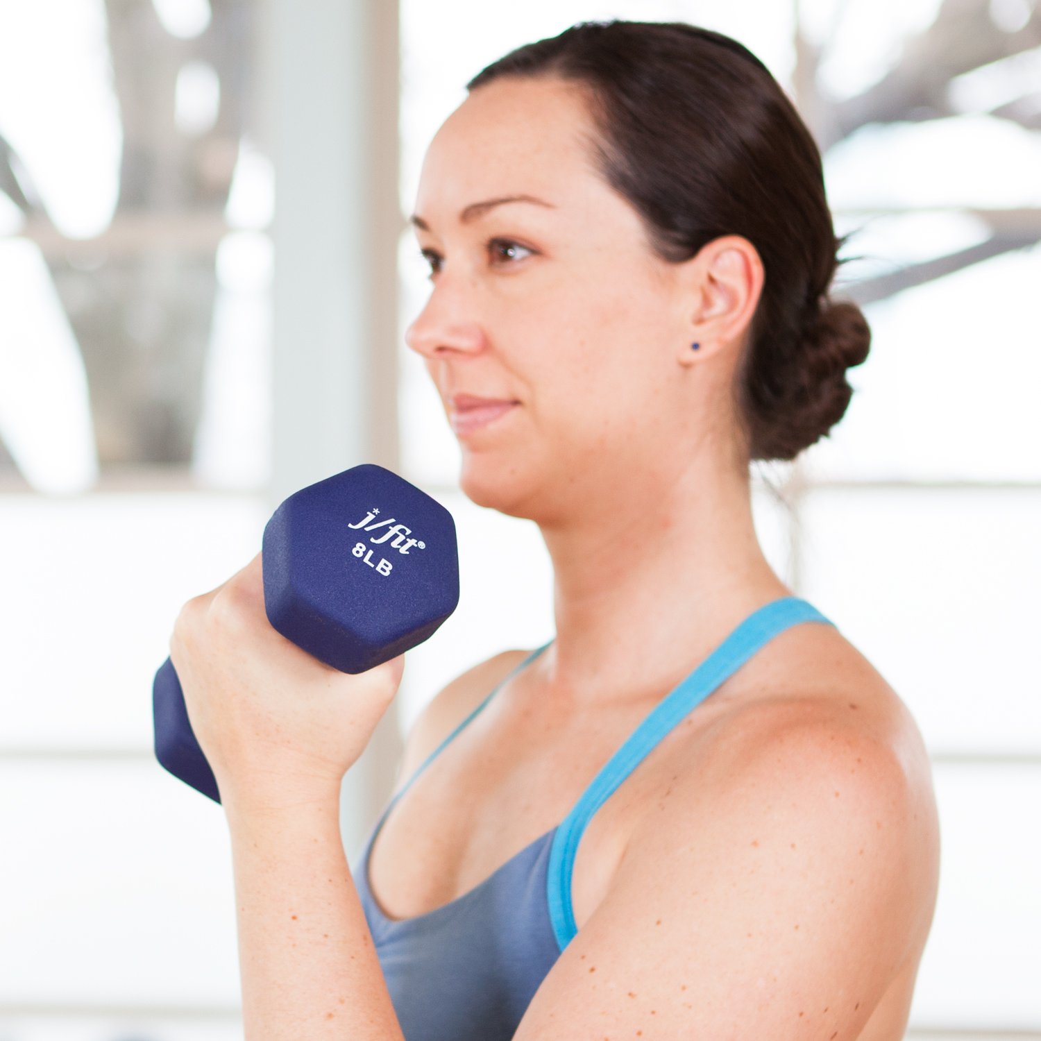 JFIT Dumbbell Set w/Durable Rack, Double Neoprene Coated Workout ...