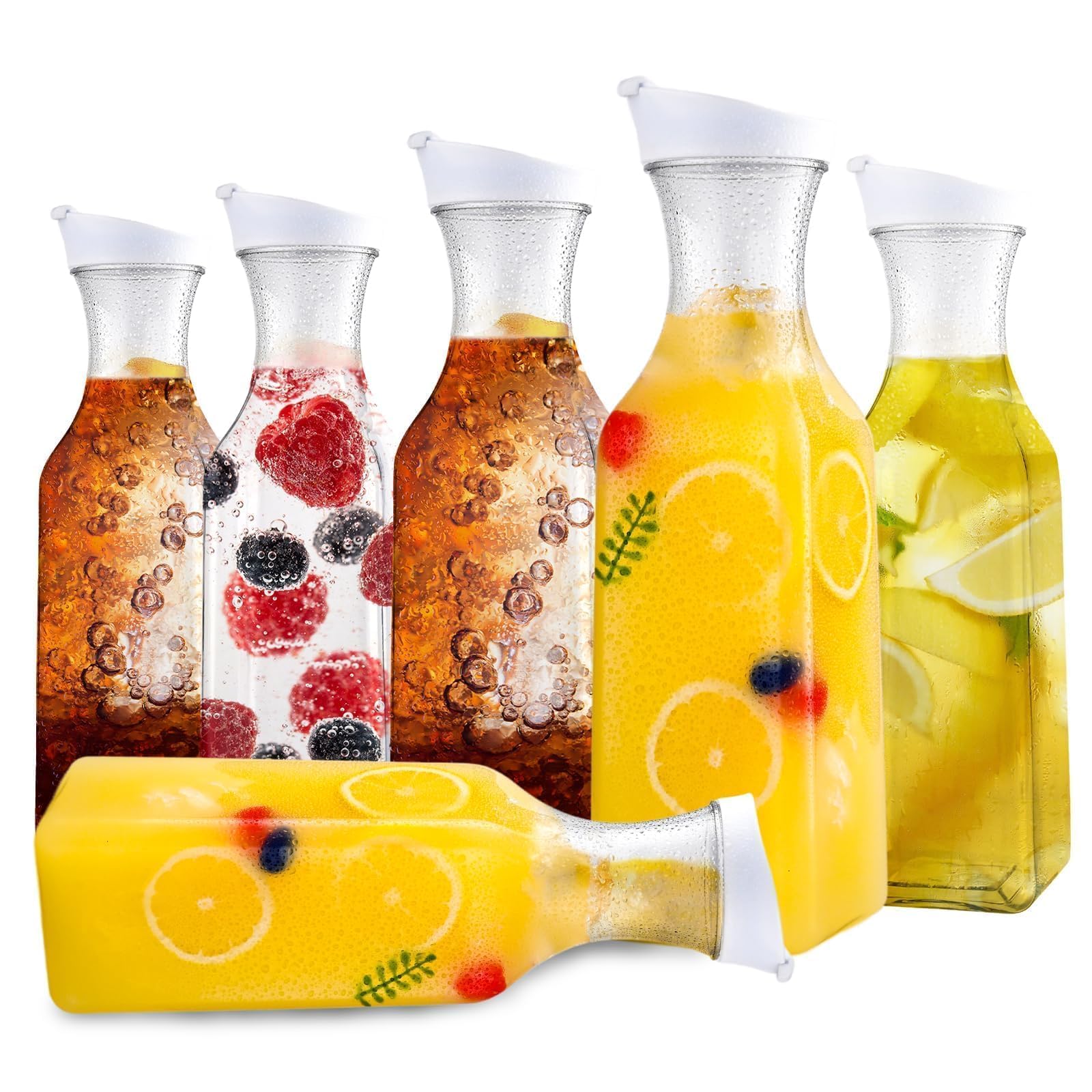 Amazon.com: Set of 6 Plastic Carafe with Lid, 50 Oz Carafes for Mimosa ...