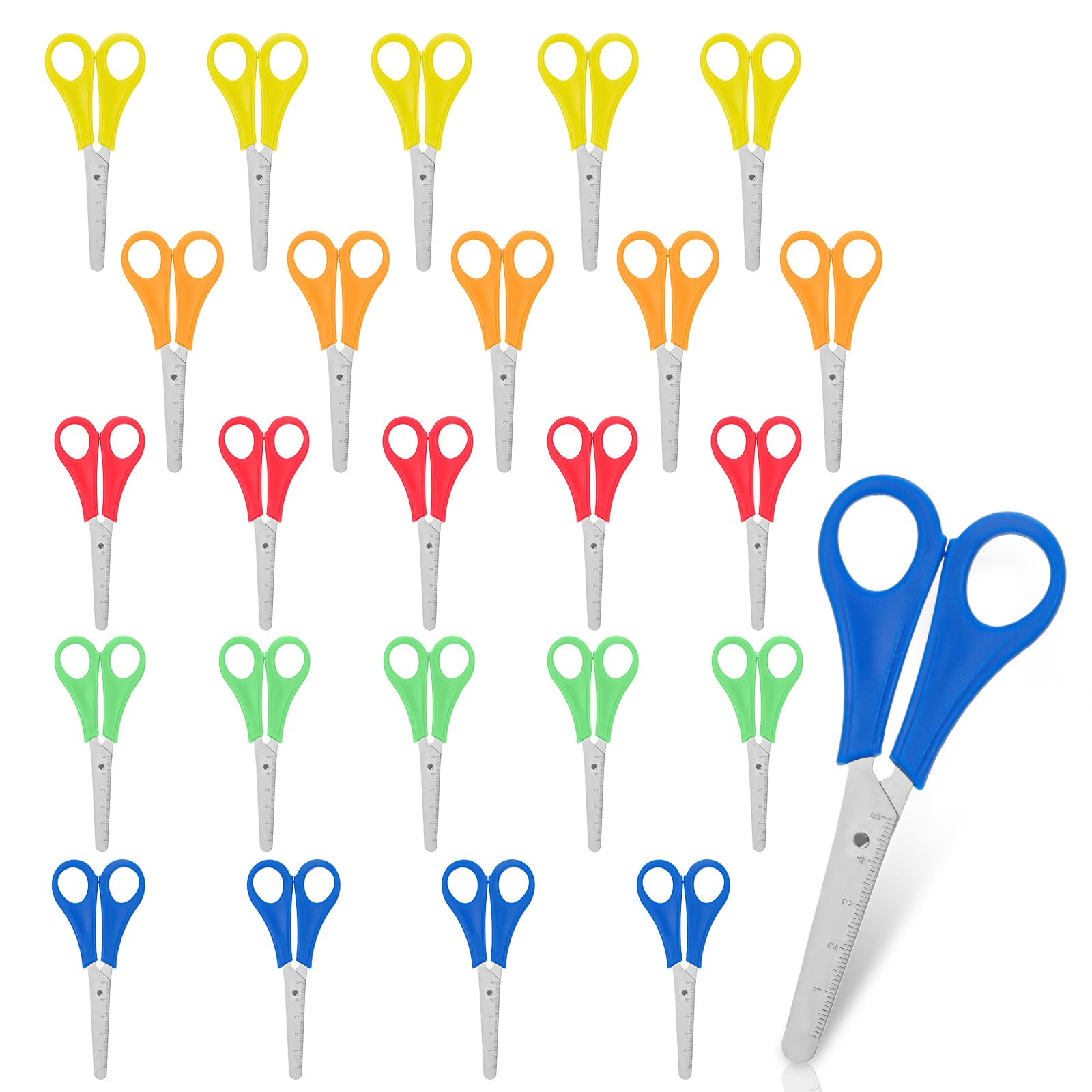 Amazon.com: 25 Pack Kids Scissors Bulk Set 5“ Kids Safety Scissors for ...