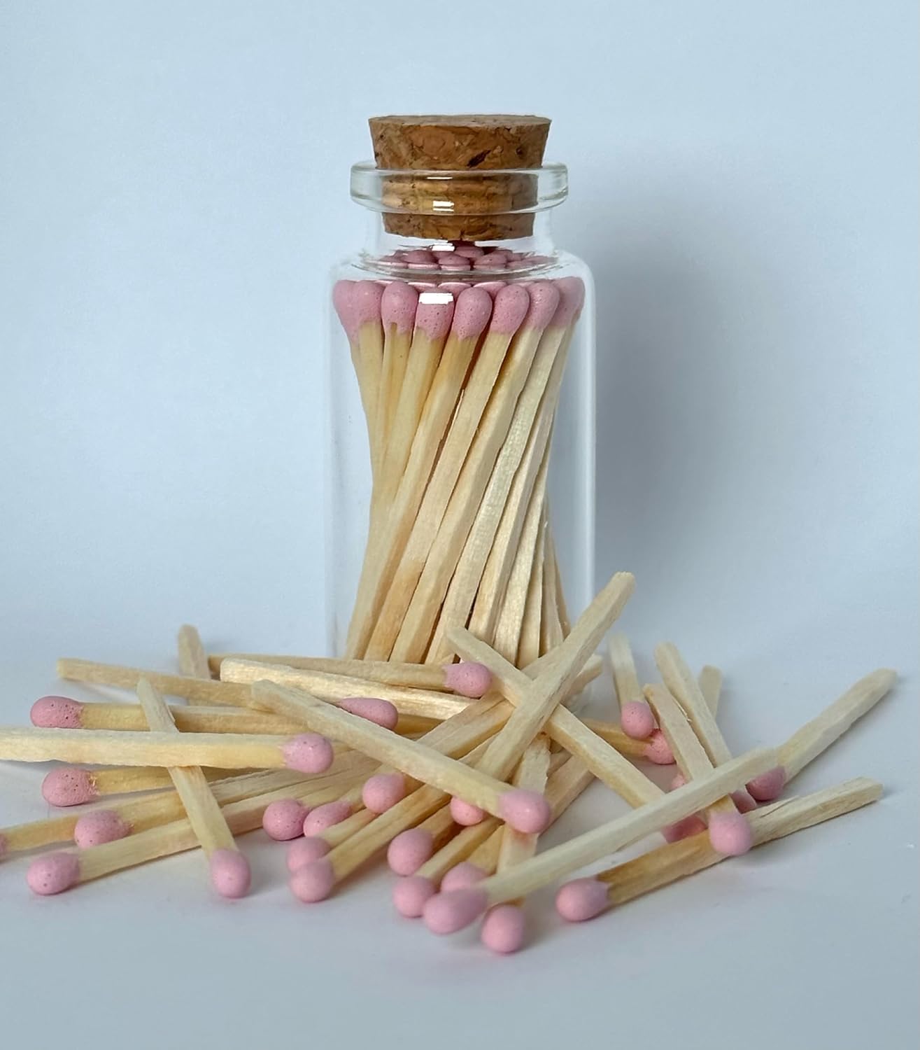 Small Pink Tip match in Glass Jar, Striker Base, 30 Pieces, 1.95 ...