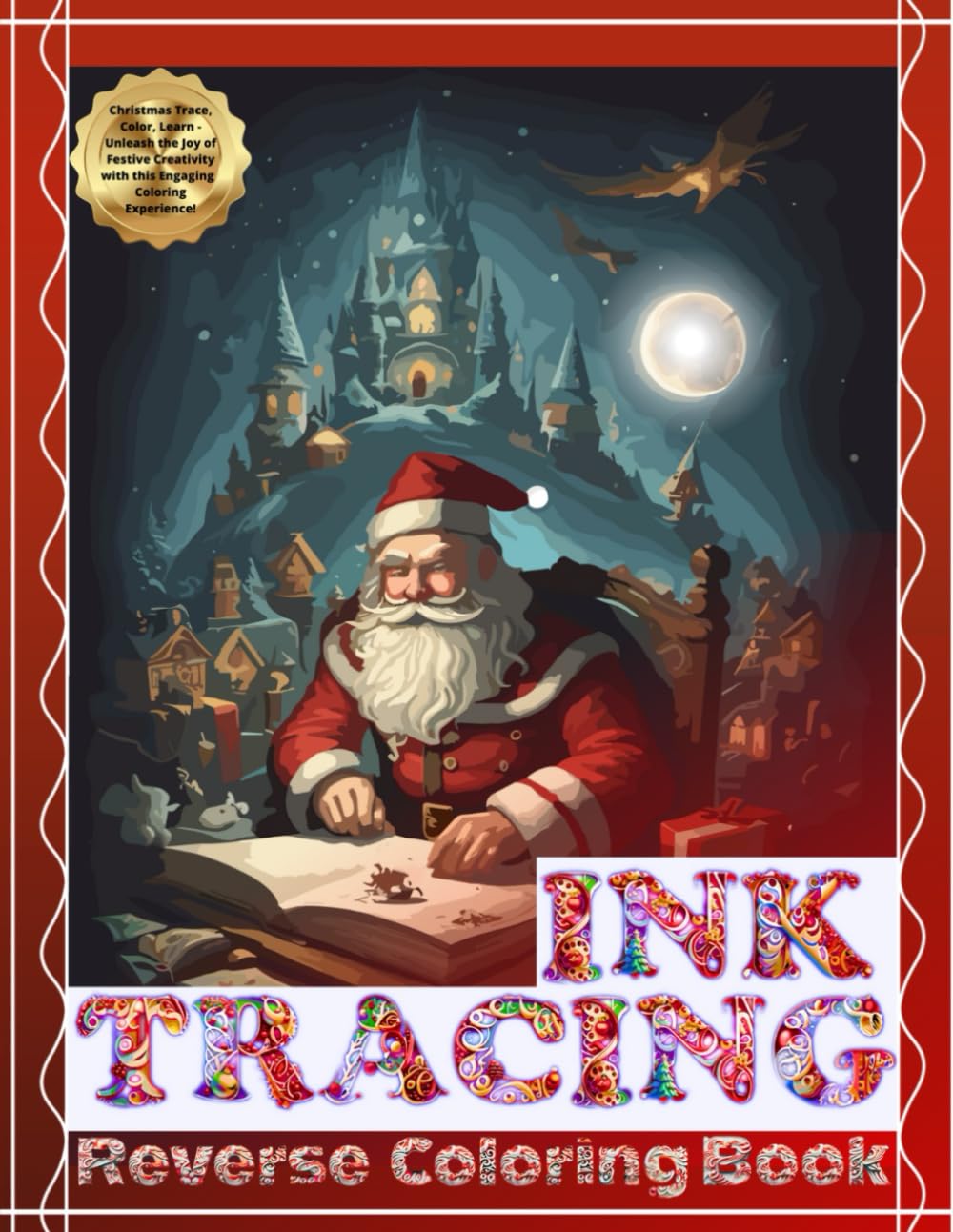 Ink Tracing Reverse Coloring Book: Christmas Trace, Color, Learn ...
