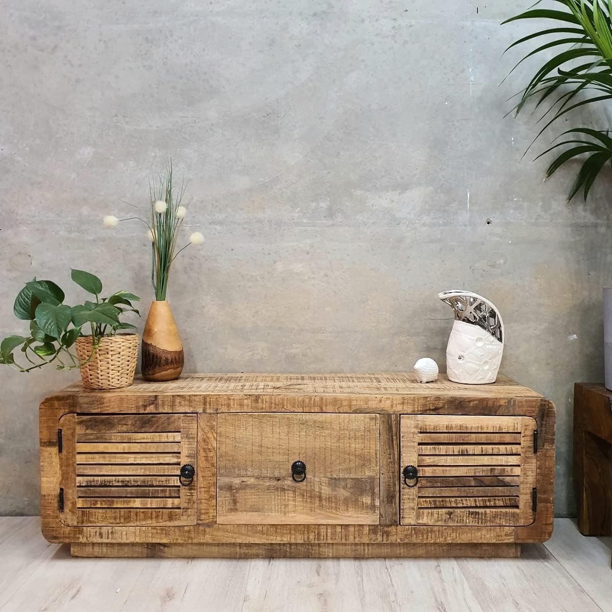 Amazon.com: Rustic Wooden TV Stand with 2 Doors and Large Drawer Media ...