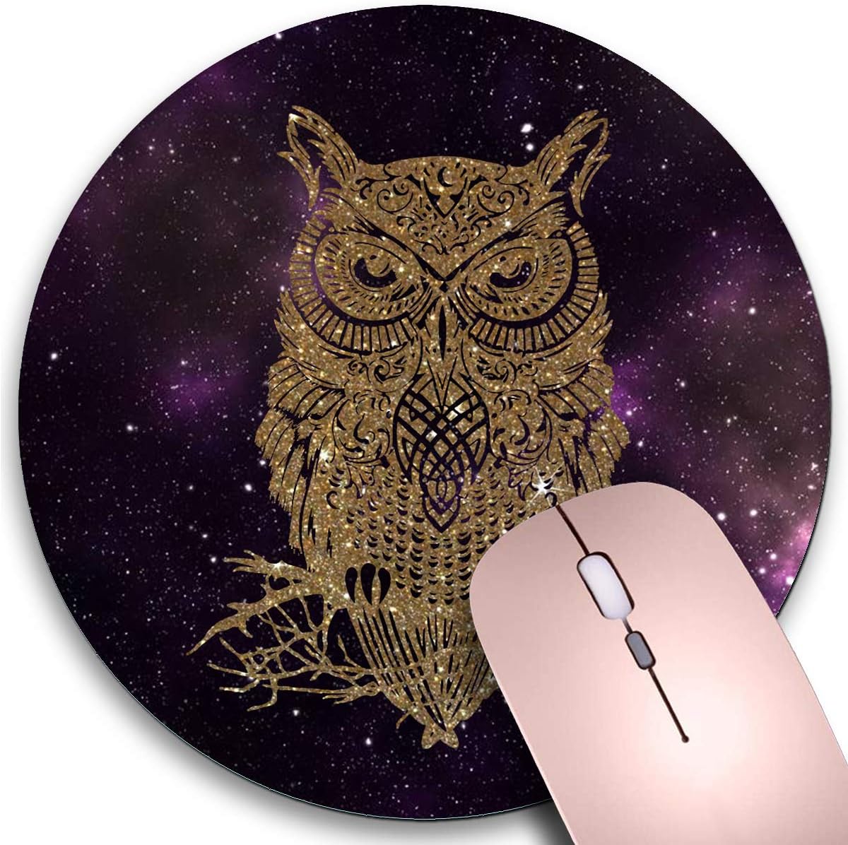 Amazon.com : Round Mouse Pad,Starry Owl Non-Slip Rubber Circular Mouse ...