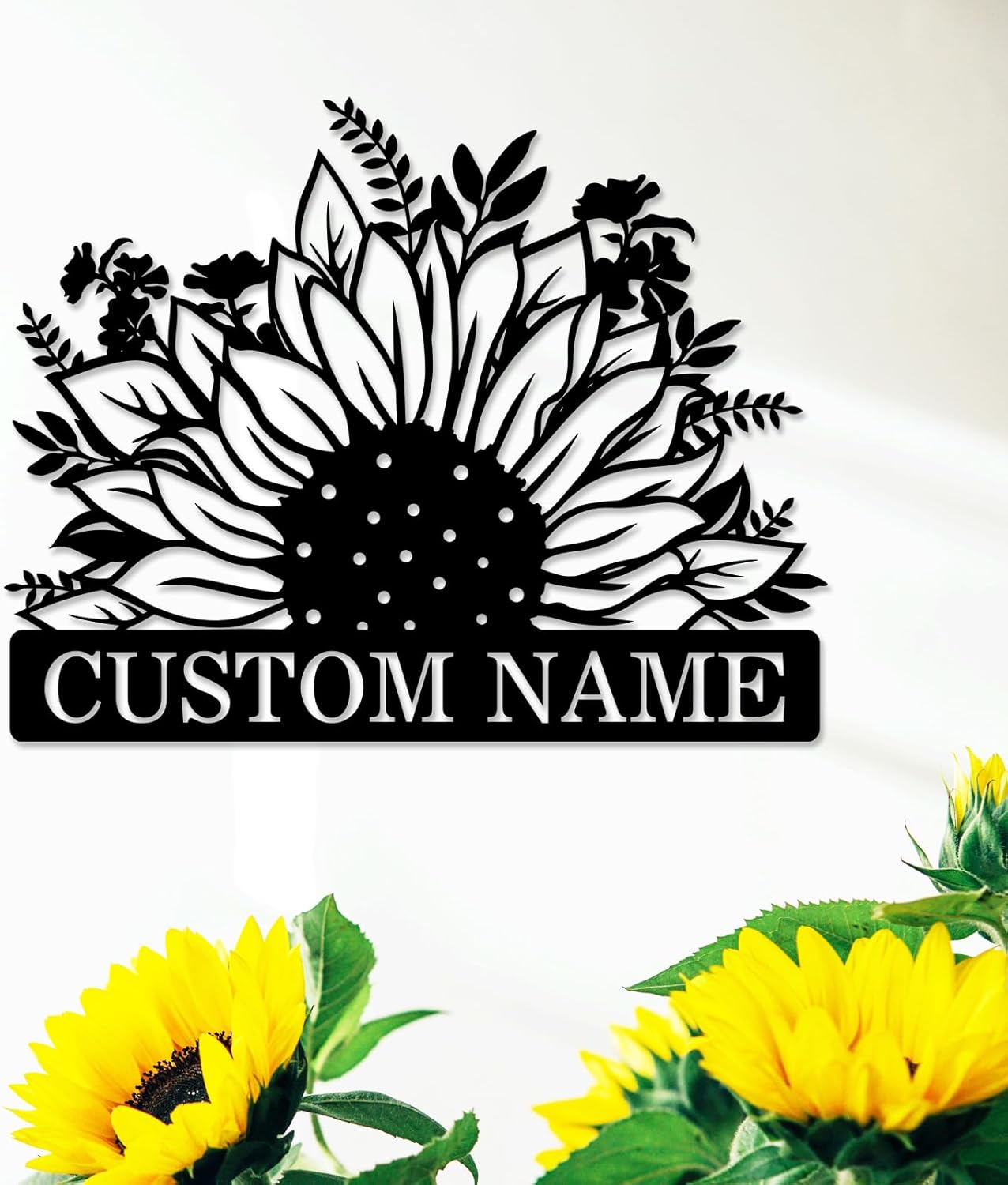 Amazon.com: GRJIRAC Custom Name Sunflower Sign, Metal Sunflower Wall ...
