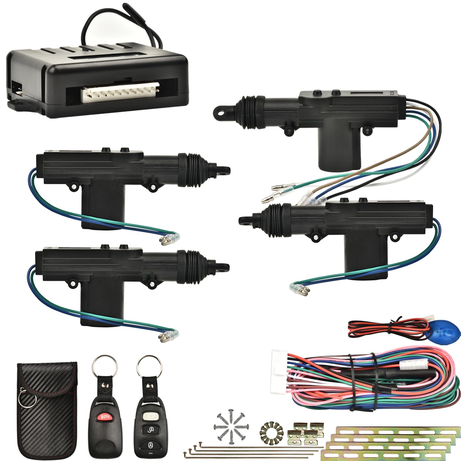 Holwim Car Door Lock Kit with 4 12v Car Door Lock Actuator, Power ...