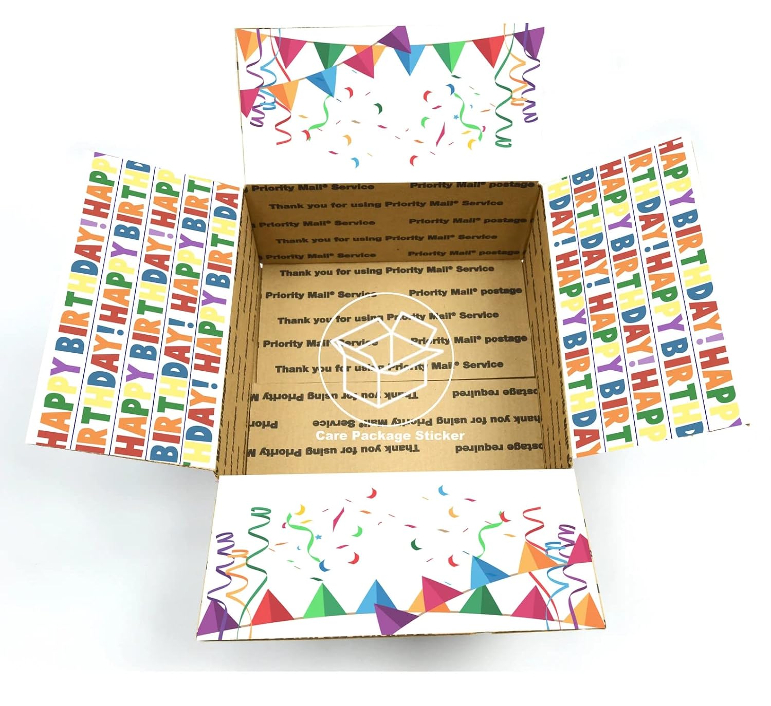 Amazon.com: Happy Birthday Care Package Stickers for Shipping Box Flaps ...