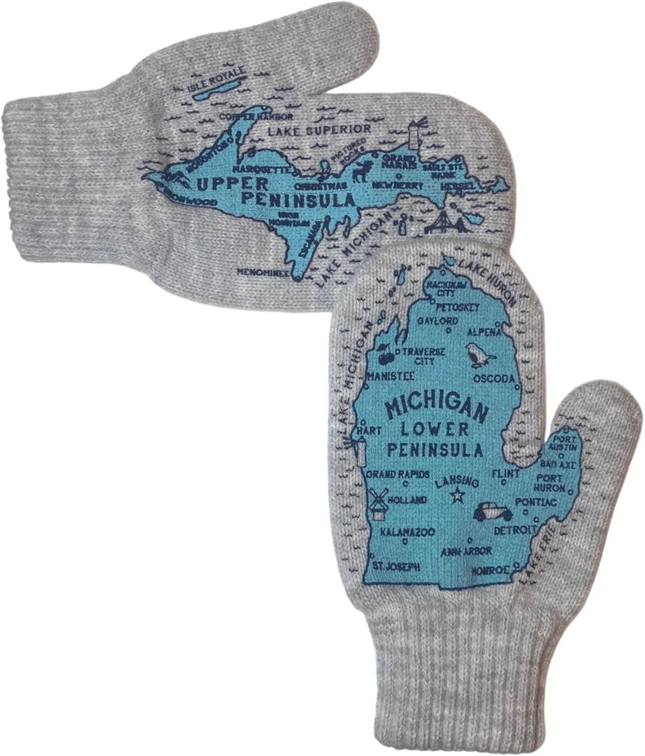 Michigan Mittens, Original Mitten Pair with Upper and Lower Peninsula ...