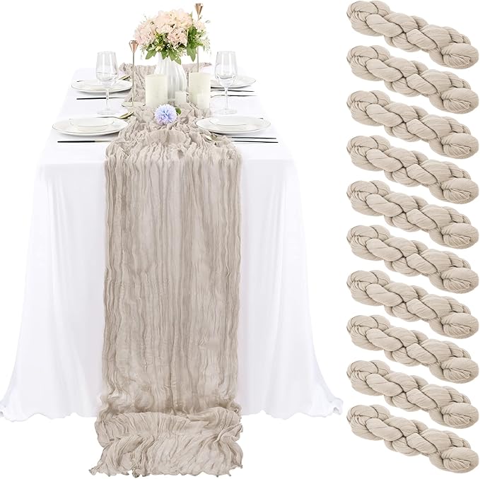 Amazon.com: 10 Pcs Rosy Brown Cheesecloth Table Runner 10FT, Gauze ...