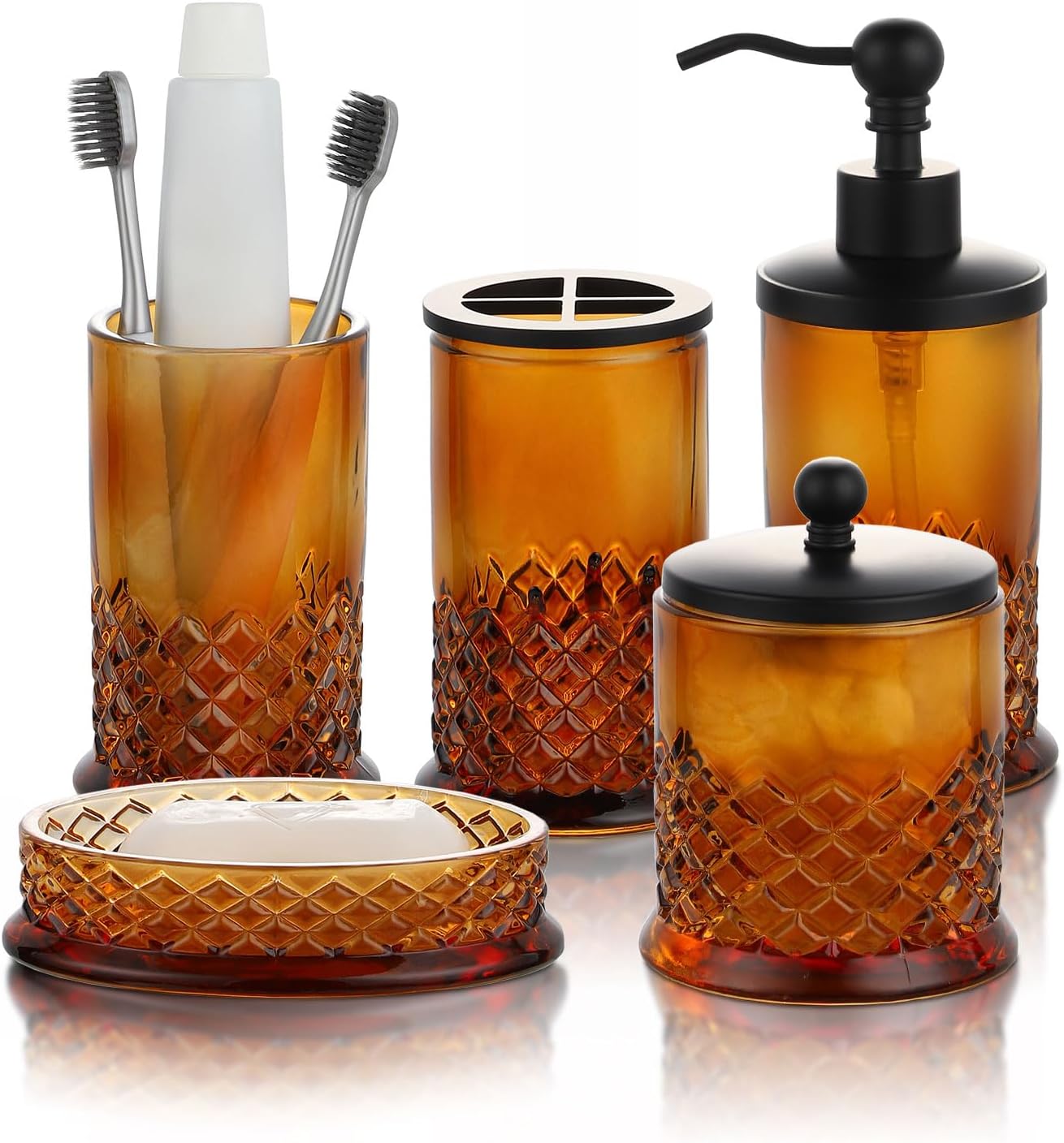 Amazon.com: PYZX-HOME Glass Bathroom Accessories Set - Complete 5 Pc ...