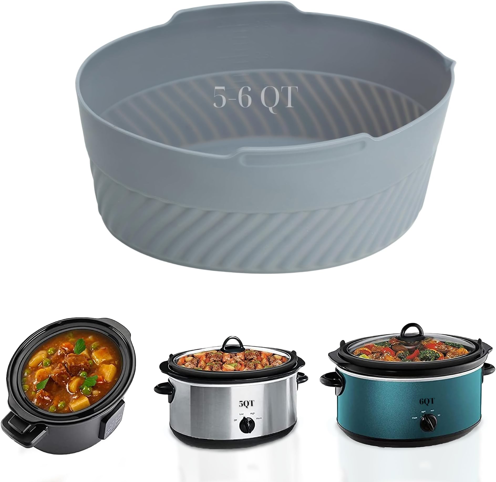 Amazon.com: Silicone Slow Cooker Liners For 5QT - 6QT - 7QT(small) Oval ...