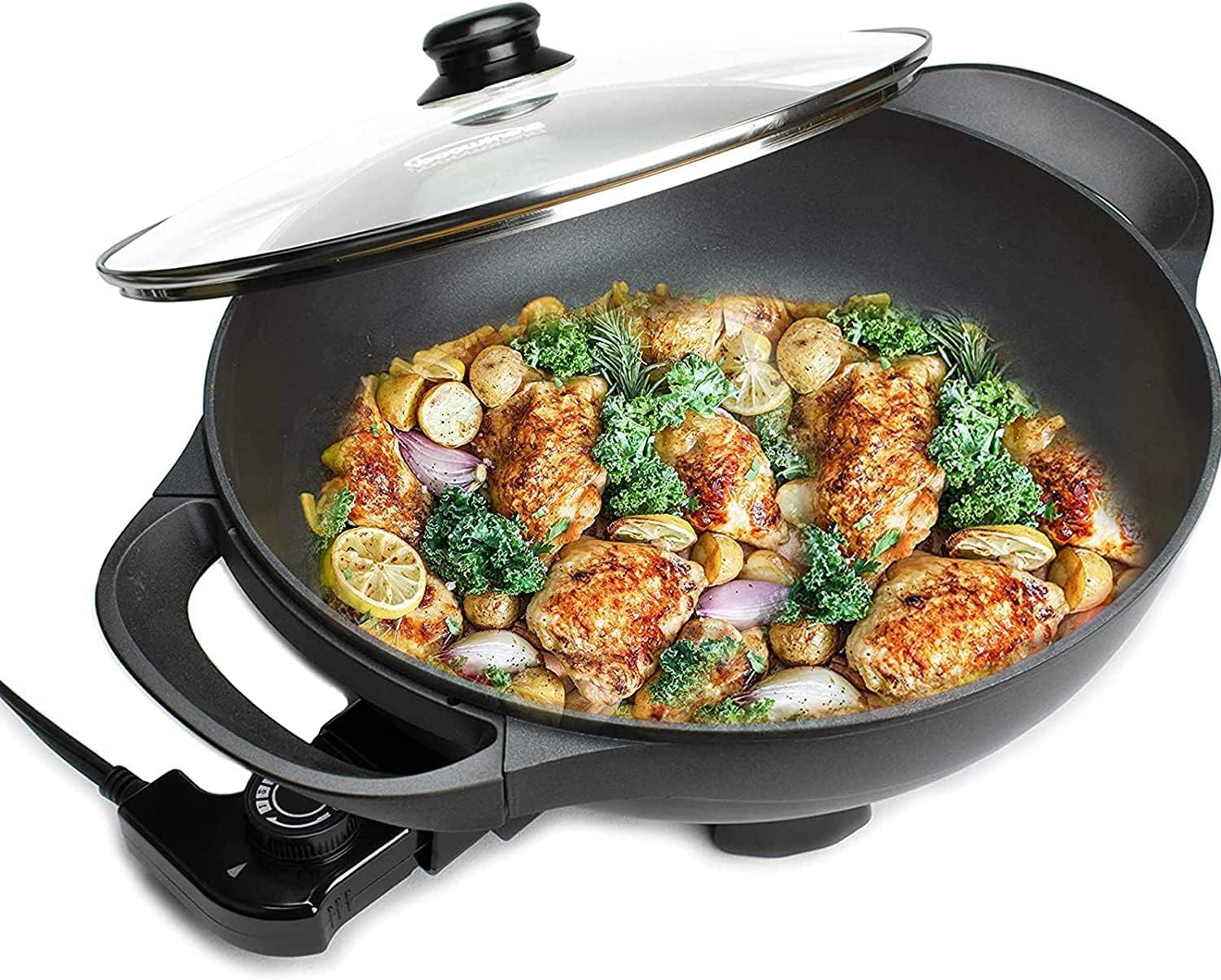 Amazon.com: 13 Inch Electric Skillet Nonstick - with Glass Lid (6Qt ...